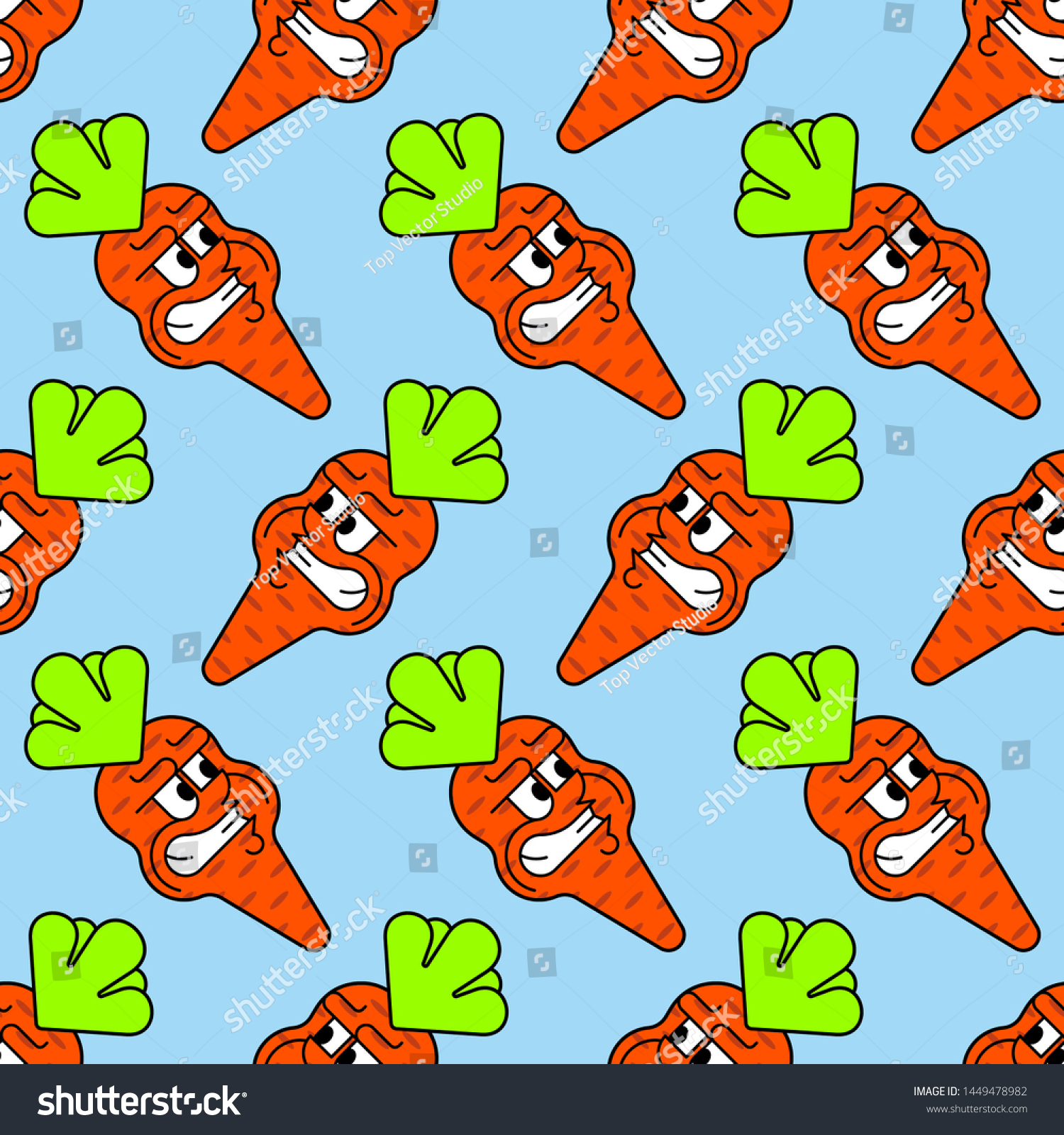 Angry Carrot Pattern Seamless Evil Vegetable Stock Vector (Royalty Free ...