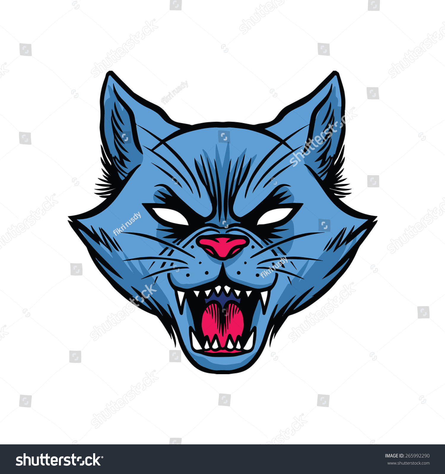 Angry Cat Head Stock Vector (Royalty Free) 265992290