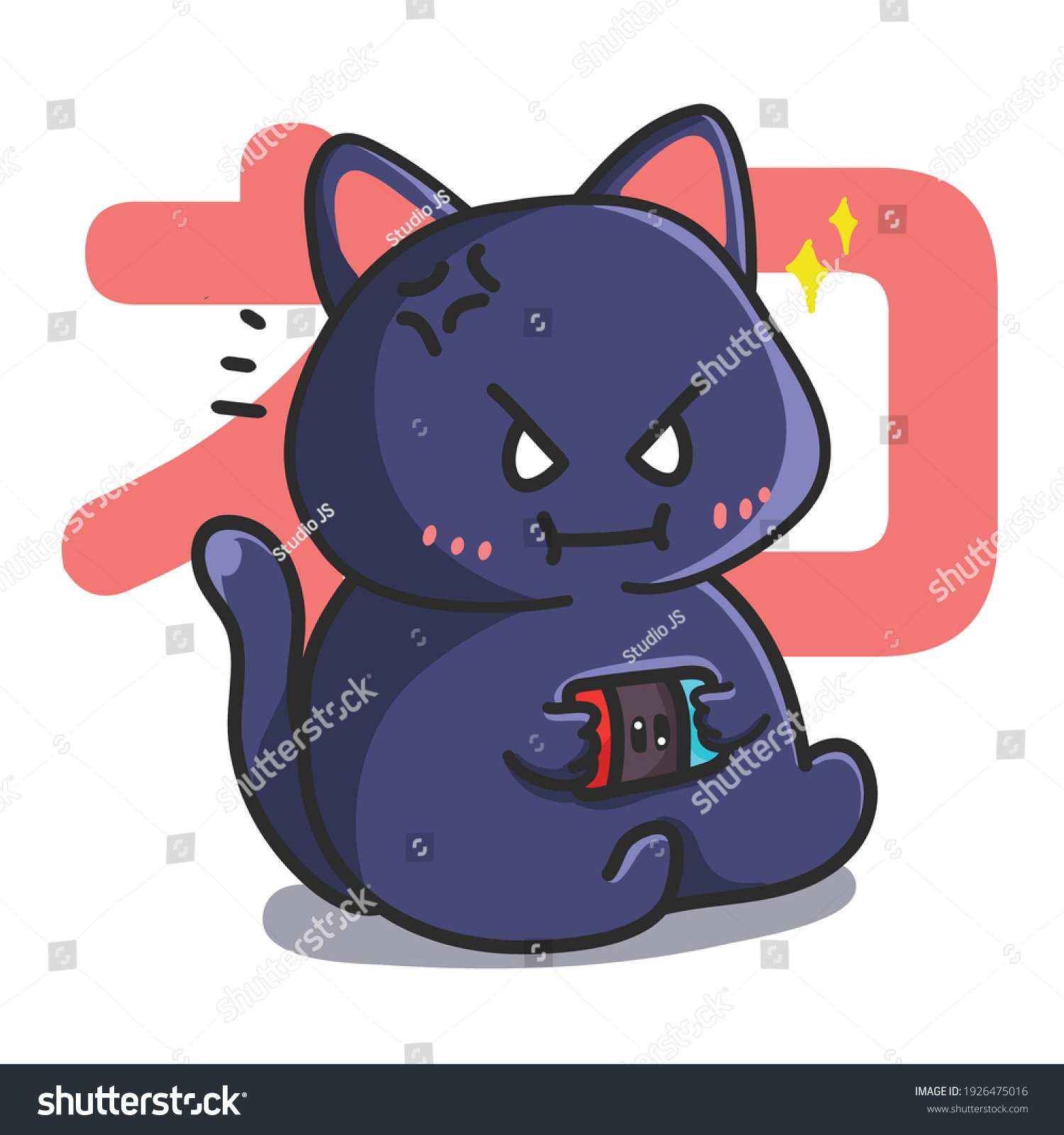 Angry Cat Play Switch Stock Vector (Royalty Free) 1926475016