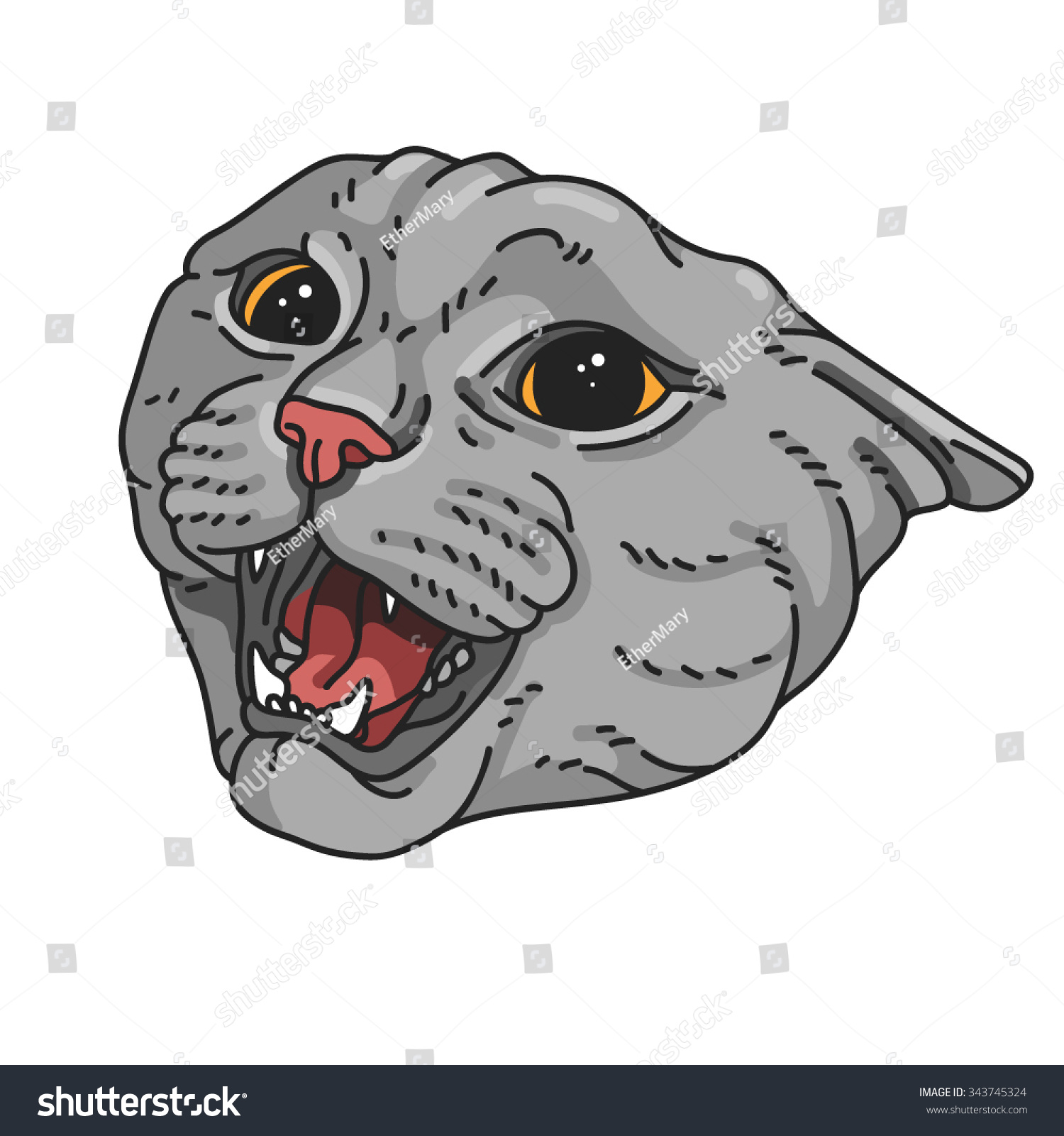 Angry Cat Vector Illustration Stock Vector (Royalty Free) 343745324 ...