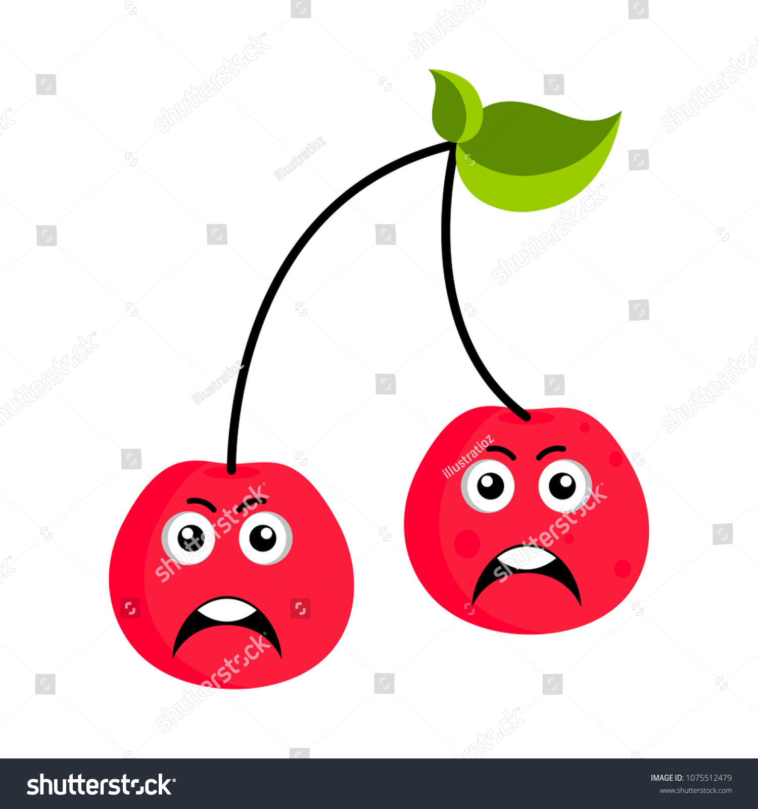 Angry Cherry Emoticon Stock Vector (Royalty Free) 1075512479