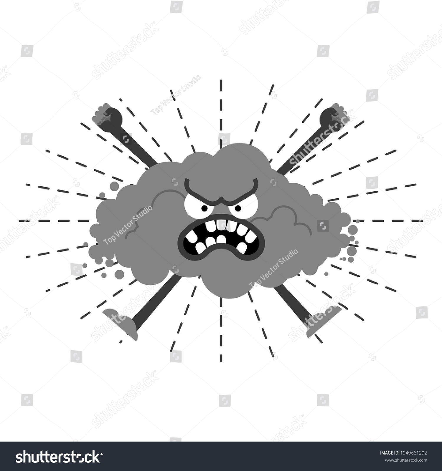 Angry Cloud Rain Vector Illustration Stock Vector (Royalty Free) 1949661292