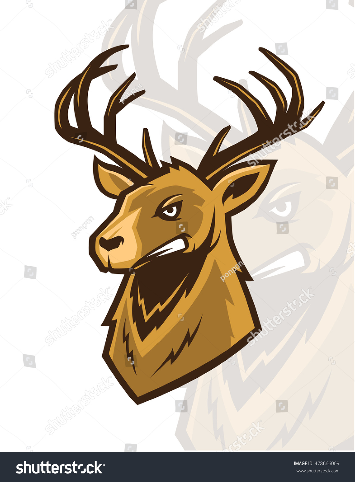 ANGRY DEER HEAD MASCOT Stock Vector (Royalty Free) 478666009 - Shutterstock