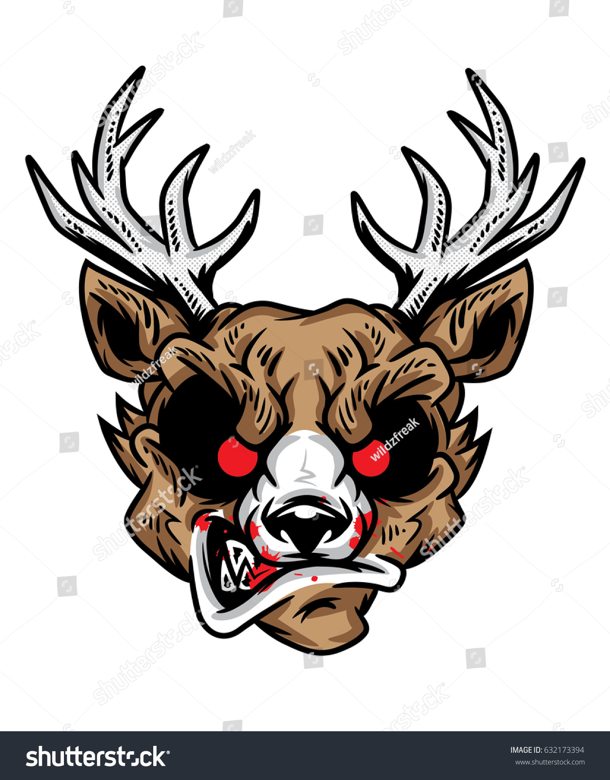 Angry Deer Head Vector Illustration 库存矢量图（免版税）632173394 | Shutterstock