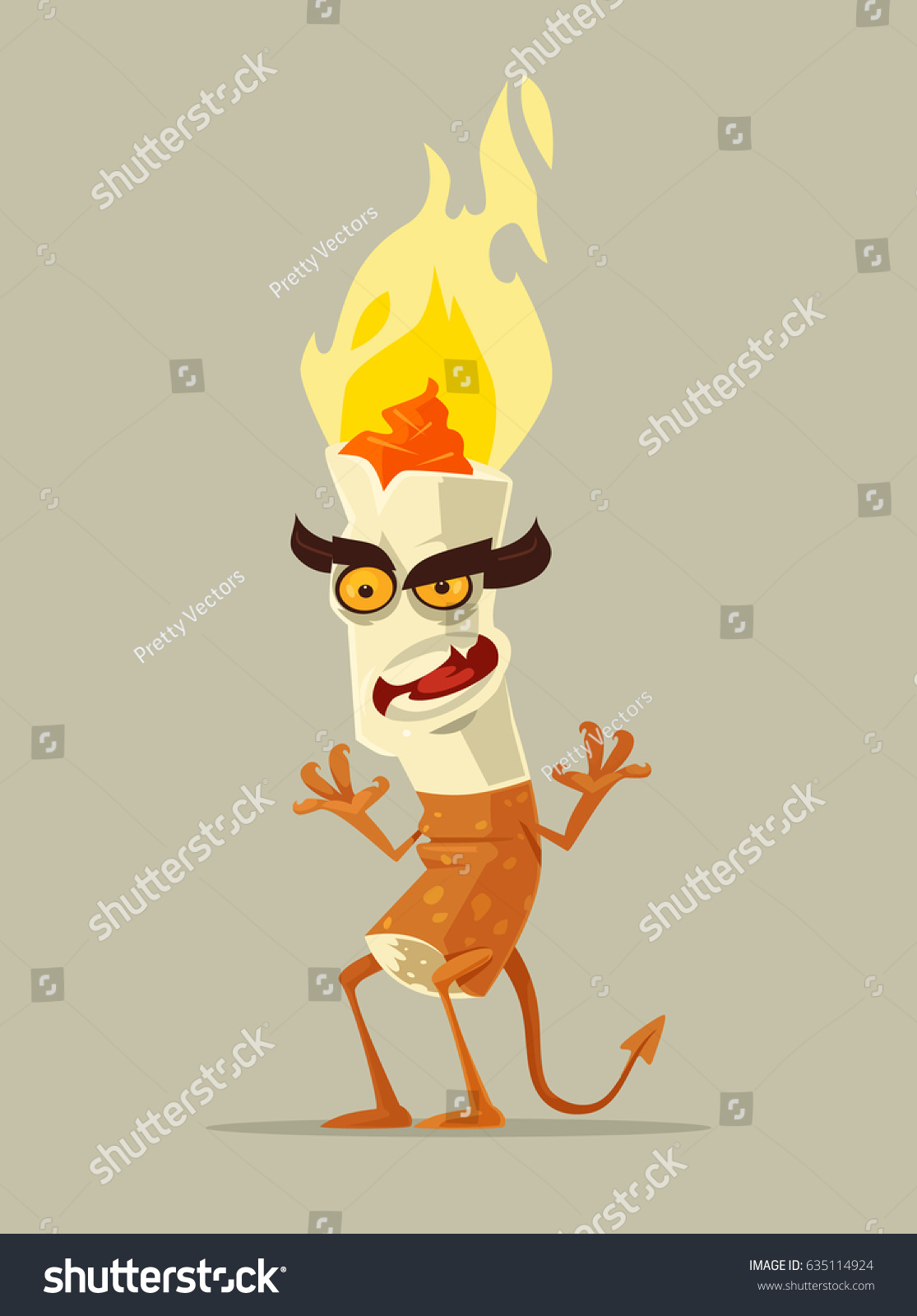 Angry Devil Cigarette Character Vector Flat Stock Vector 635114924 ...