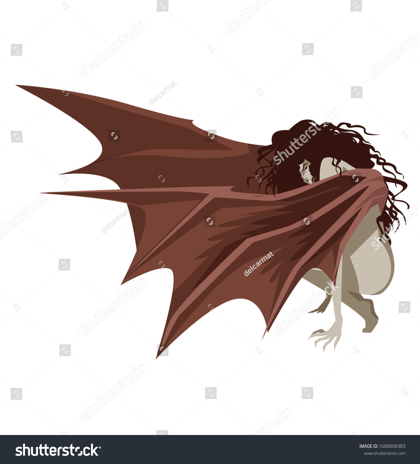 Angry Devil Demon Vampire Bat Wings Stock Vector (Royalty Free) 1680008383