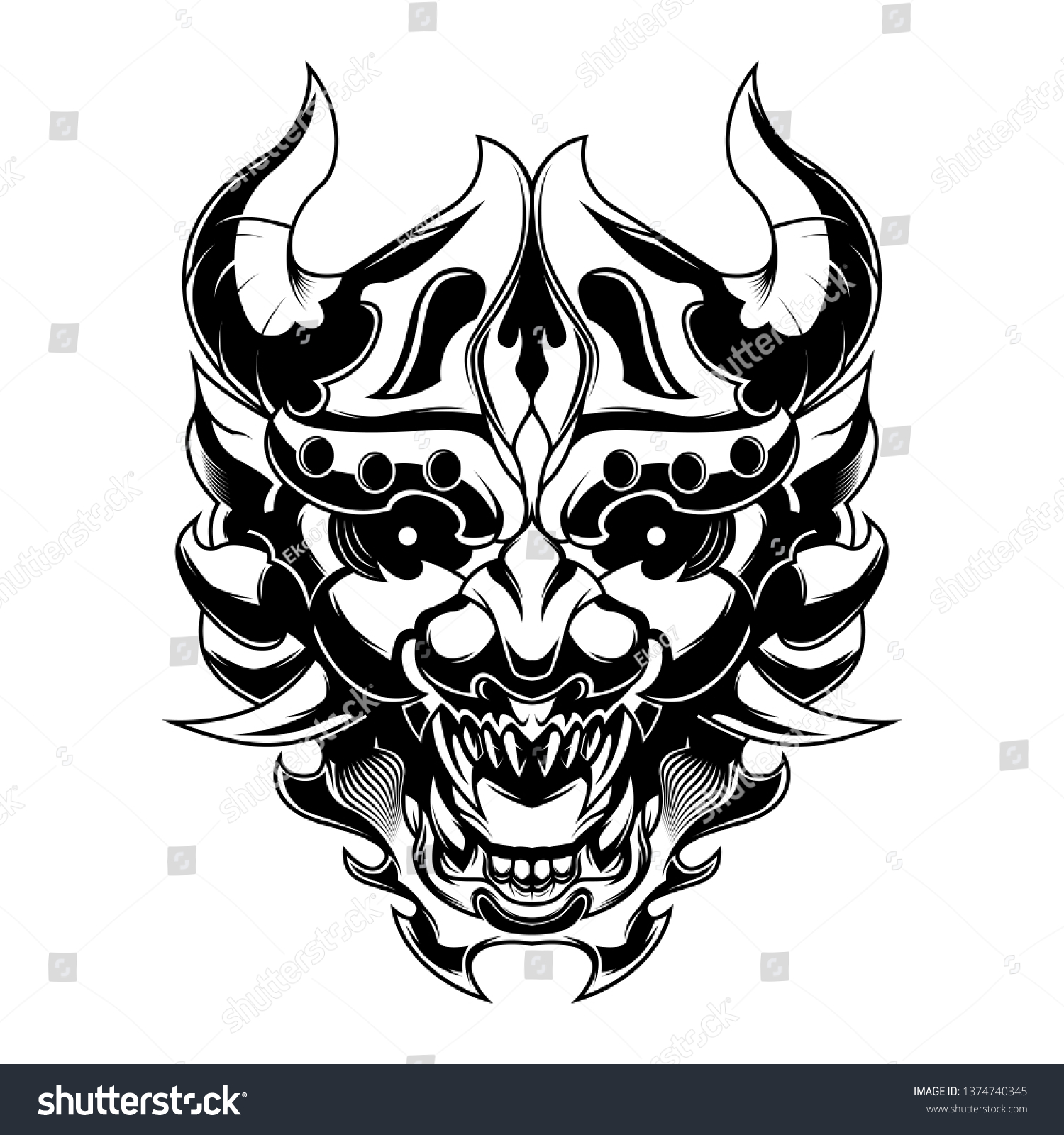 Angry Devil Samurai Ronin Head Vector Stock Vector (Royalty Free ...