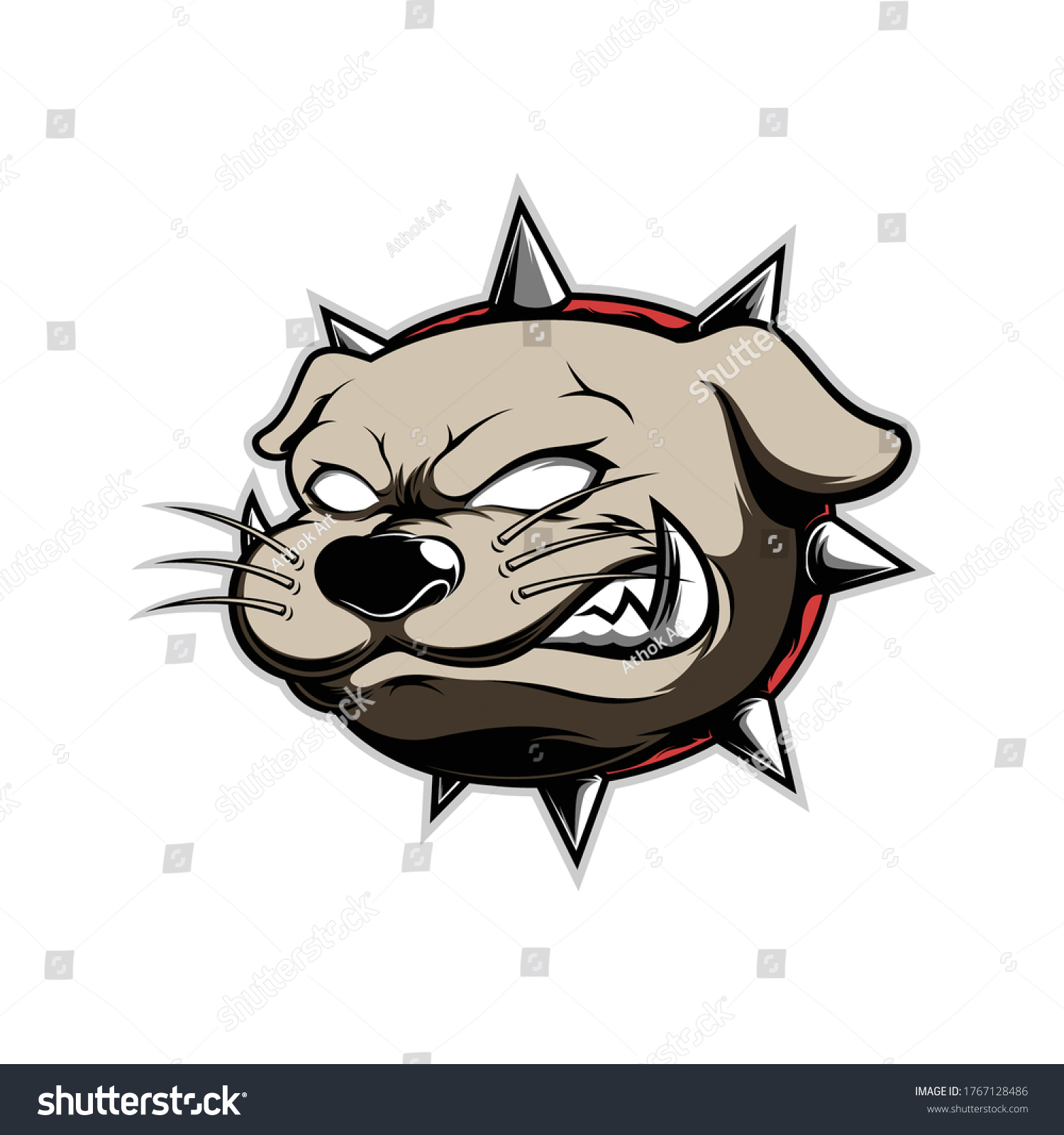 Angry Dog Head Vector Illustration Stock Vector (Royalty Free) 1767128486