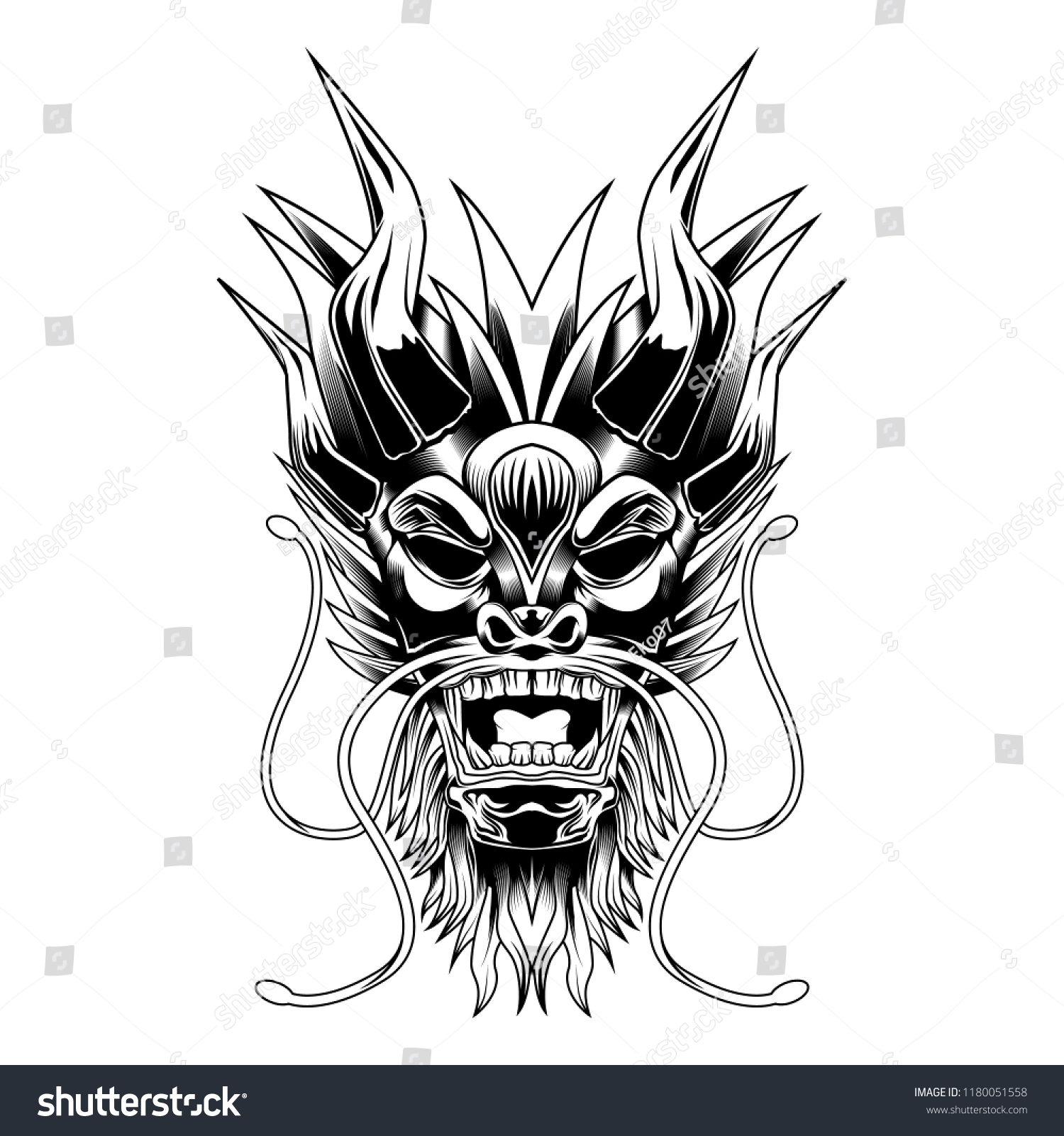 Angry Dragon Black White Vector Stock Vector (Royalty Free) 1180051558 ...