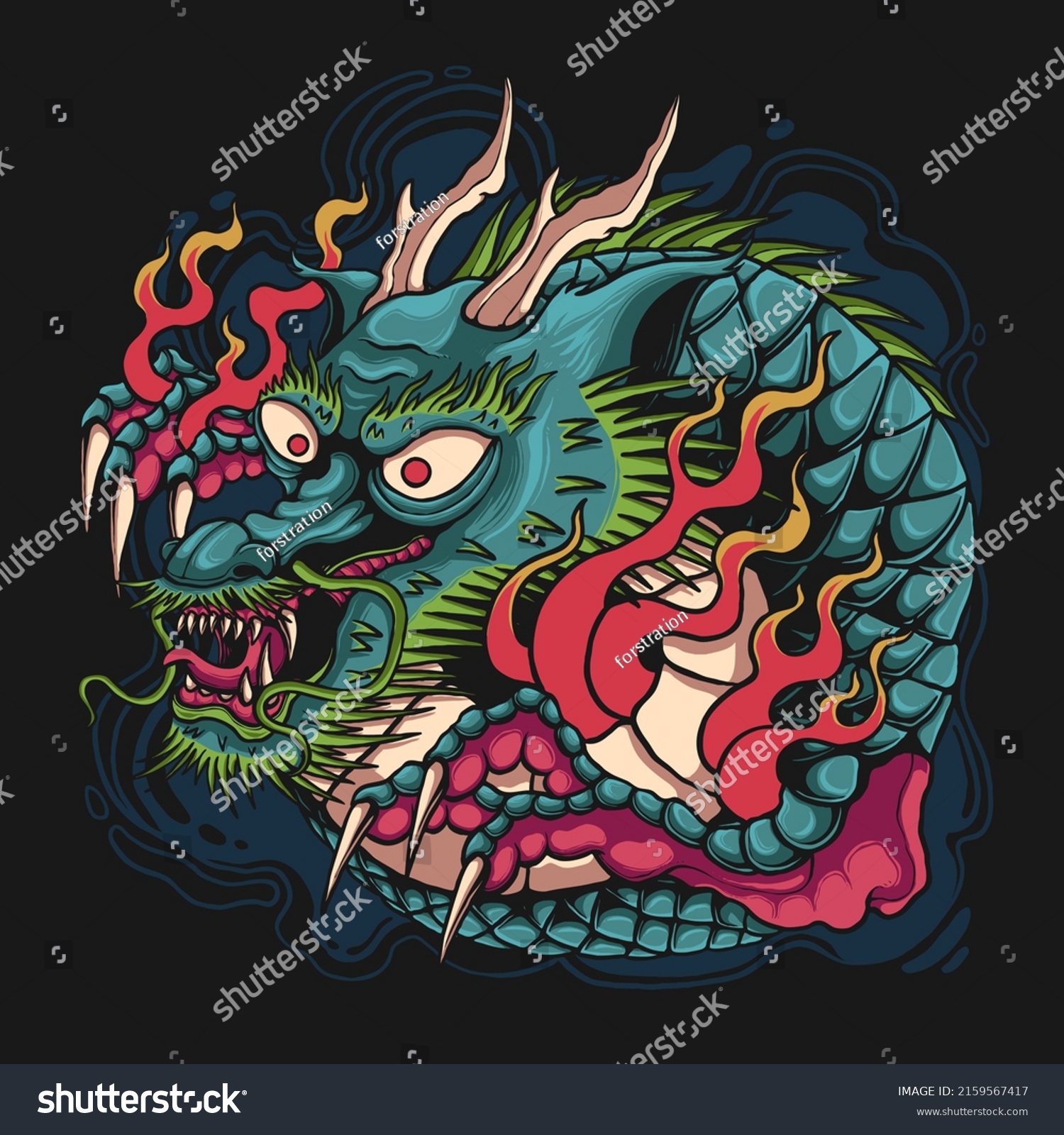 Angry Dragon Fire Vector Illustration Stock Vector (Royalty Free ...