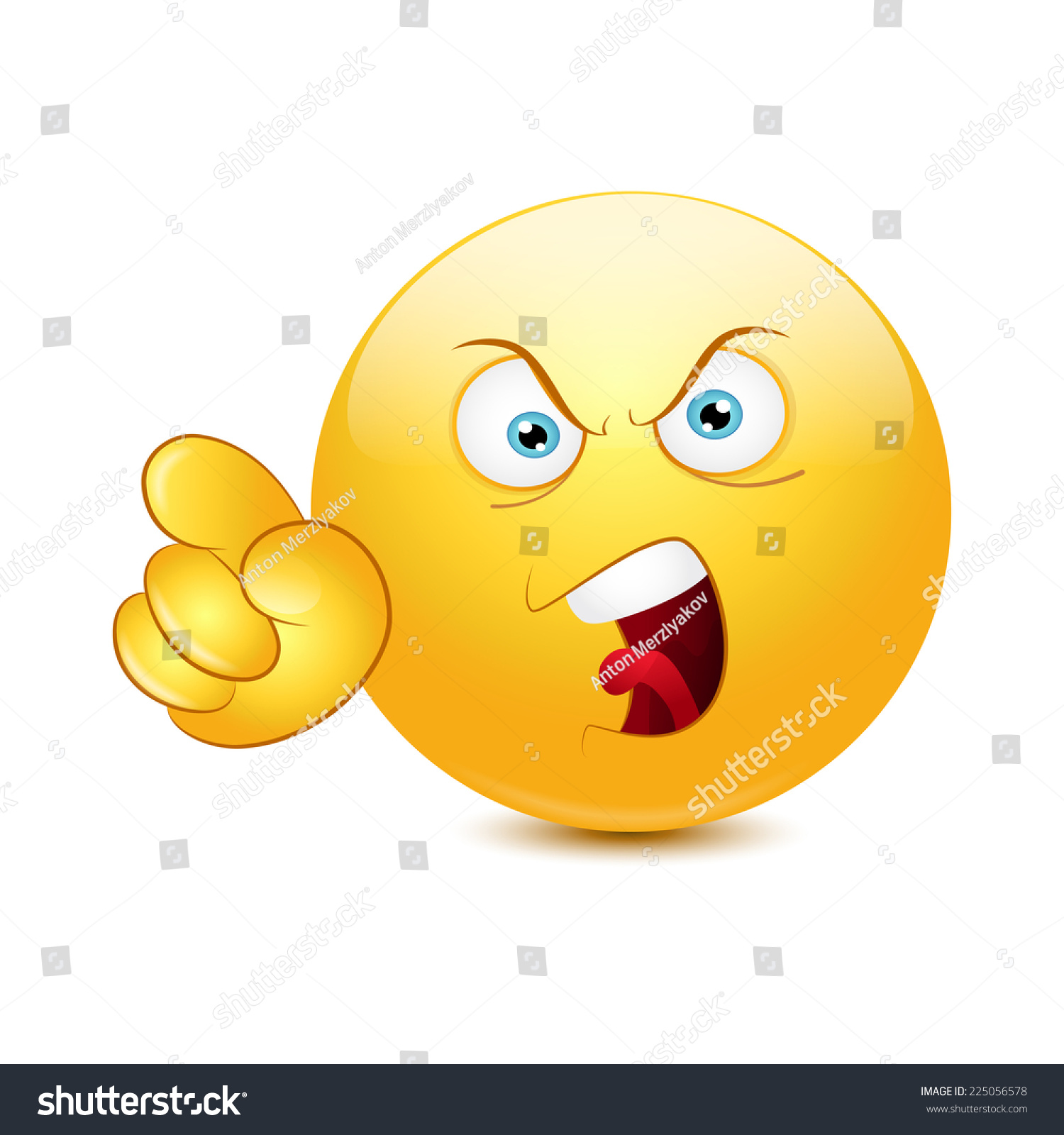 Angry Emoticon Pointing Accusing Finger Vector Stock Vector (Royalty ...