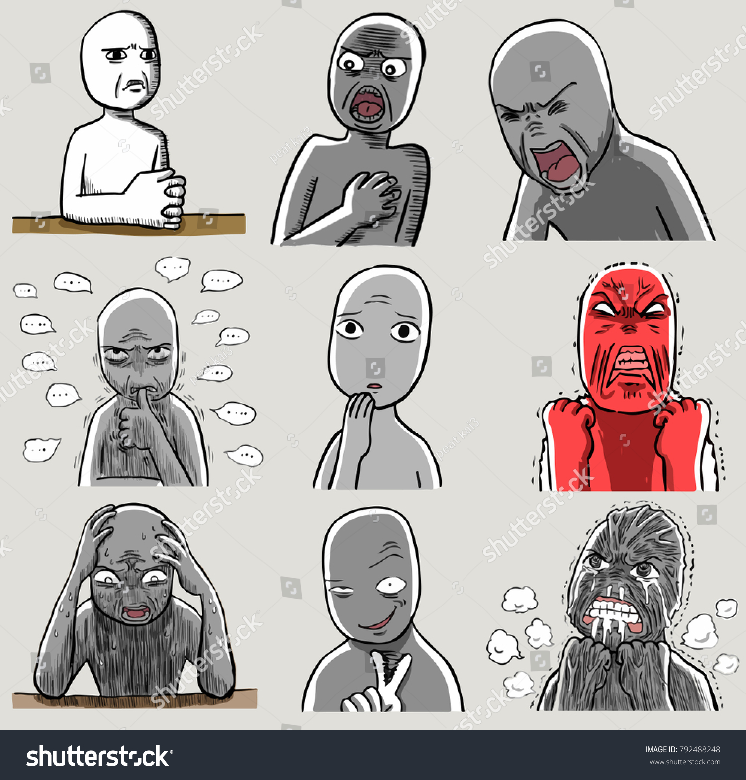 Angry Emotional Character Vector Stock Vector (Royalty Free) 792488248