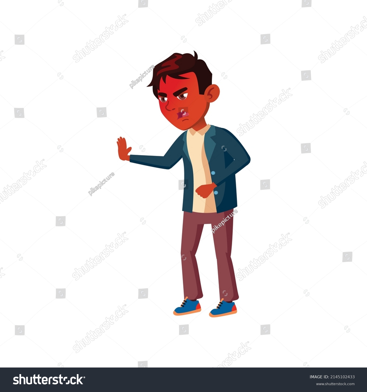 Angry Expression Boy Refusing Screaming Cartoon Stock Vector (Royalty ...
