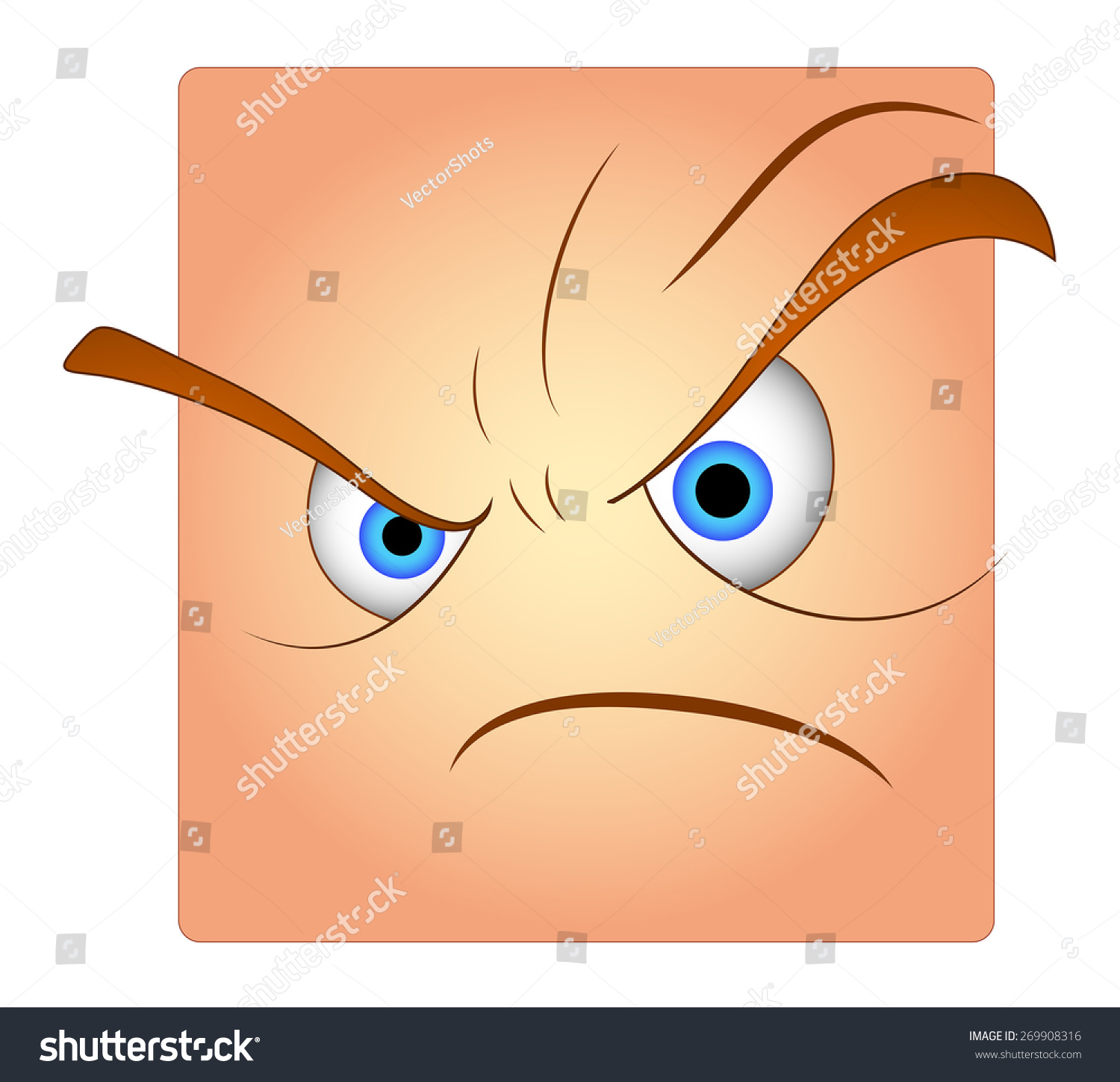 Angry Face Cartoon Smiley: vector de stock (libre de regalías ...