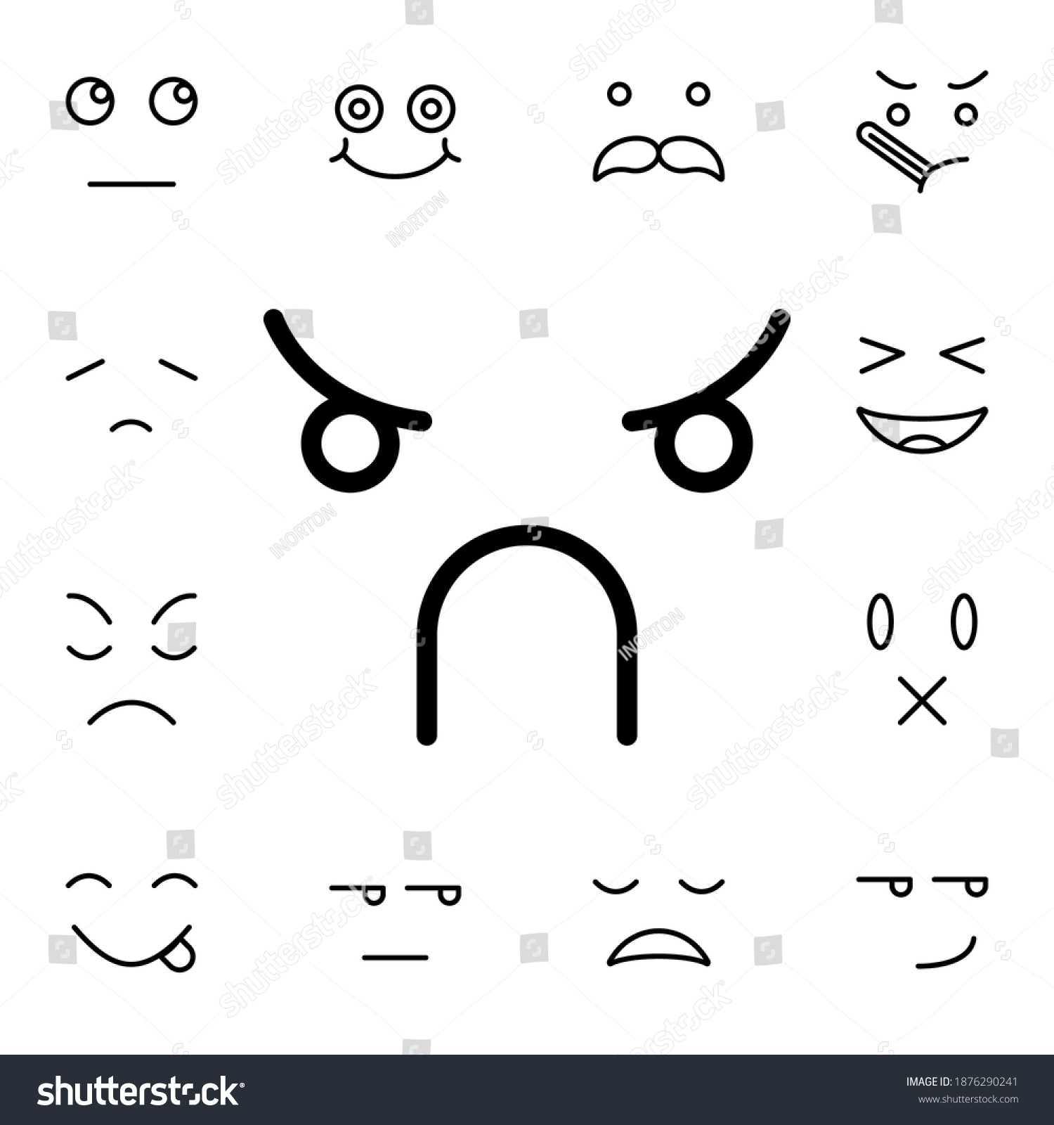 Angry Face Flat Vector Icon Emotions Stock Vector (Royalty Free) 1876290241