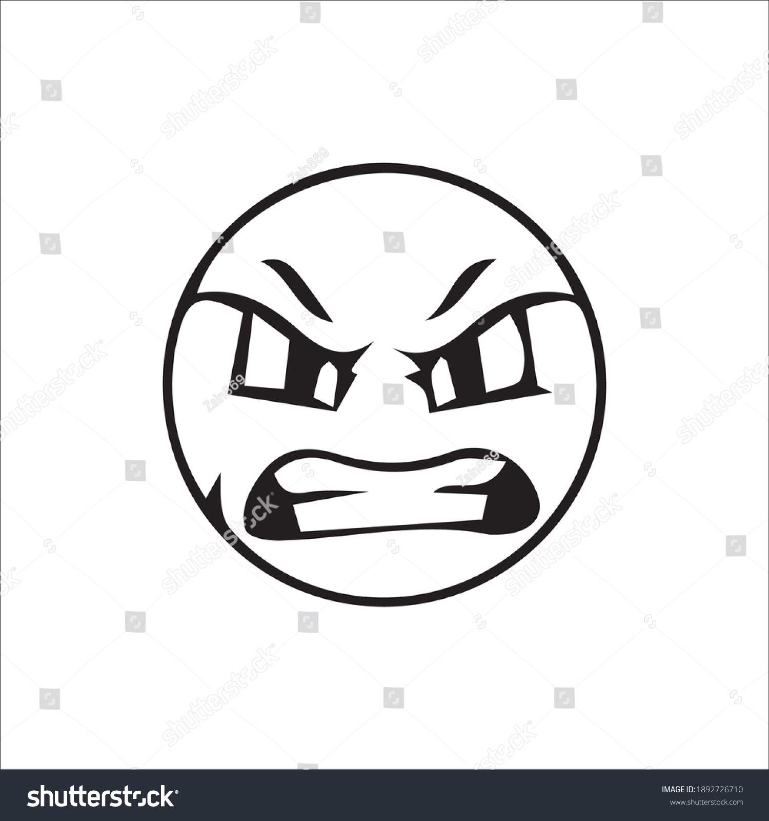 Angry Face Reaction Emoji Vector Stock Vector (Royalty Free) 1892726710