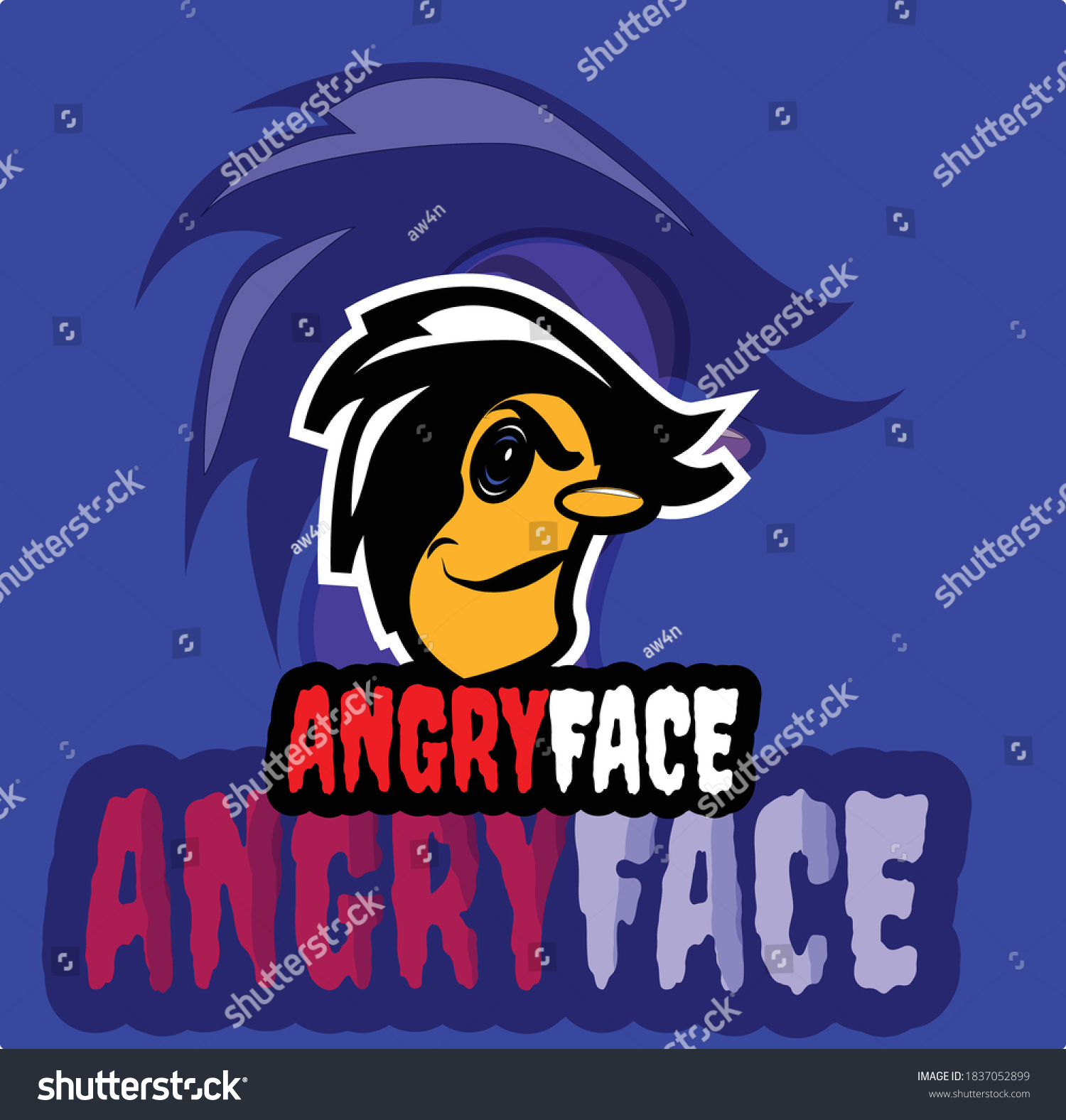Angry Face Vector Illustration Andimation Logos Stock Vector (Royalty ...