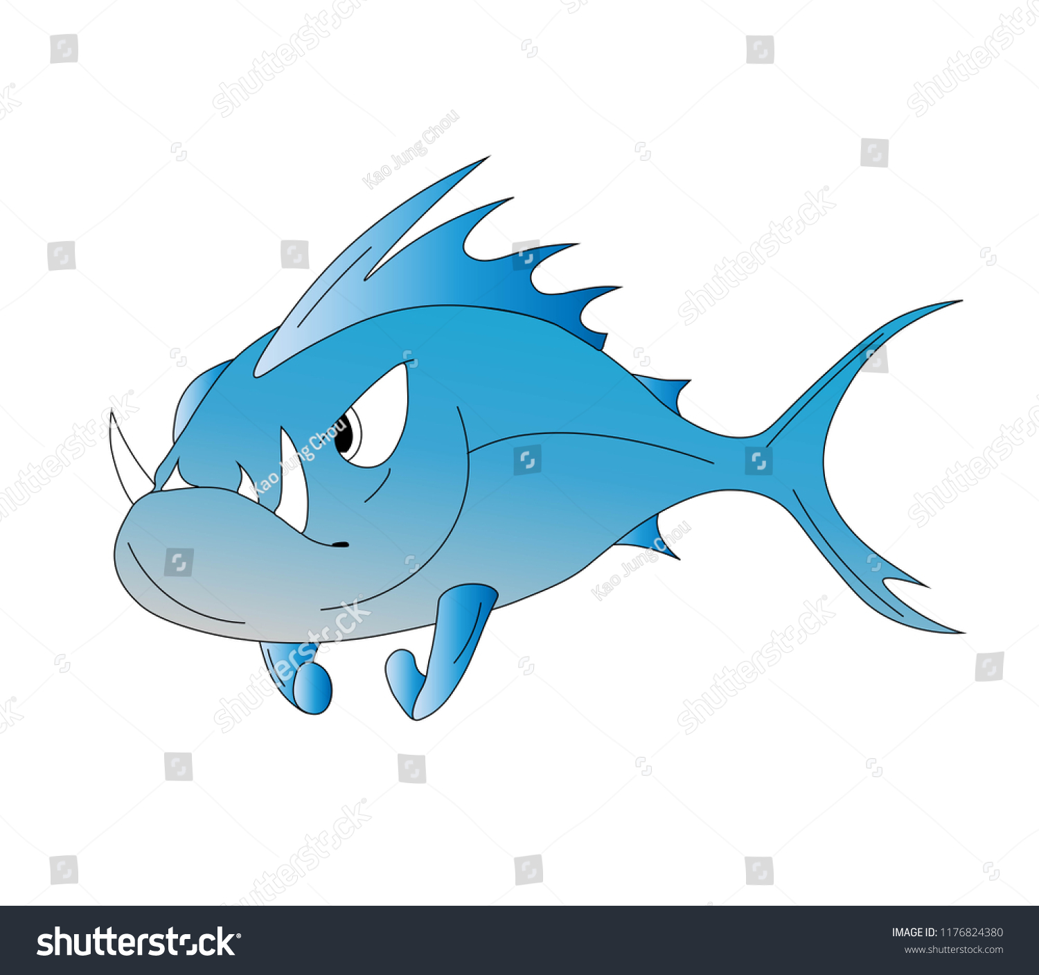 Angry Fish Cartoon Vector Stock Vector (Royalty Free) 1176824380