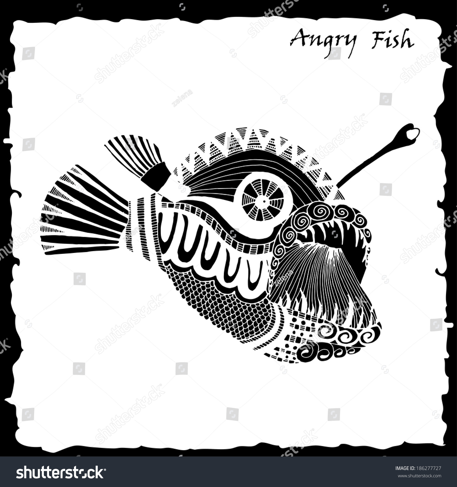 Angry Fish Illustration - 186277727 : Shutterstock
