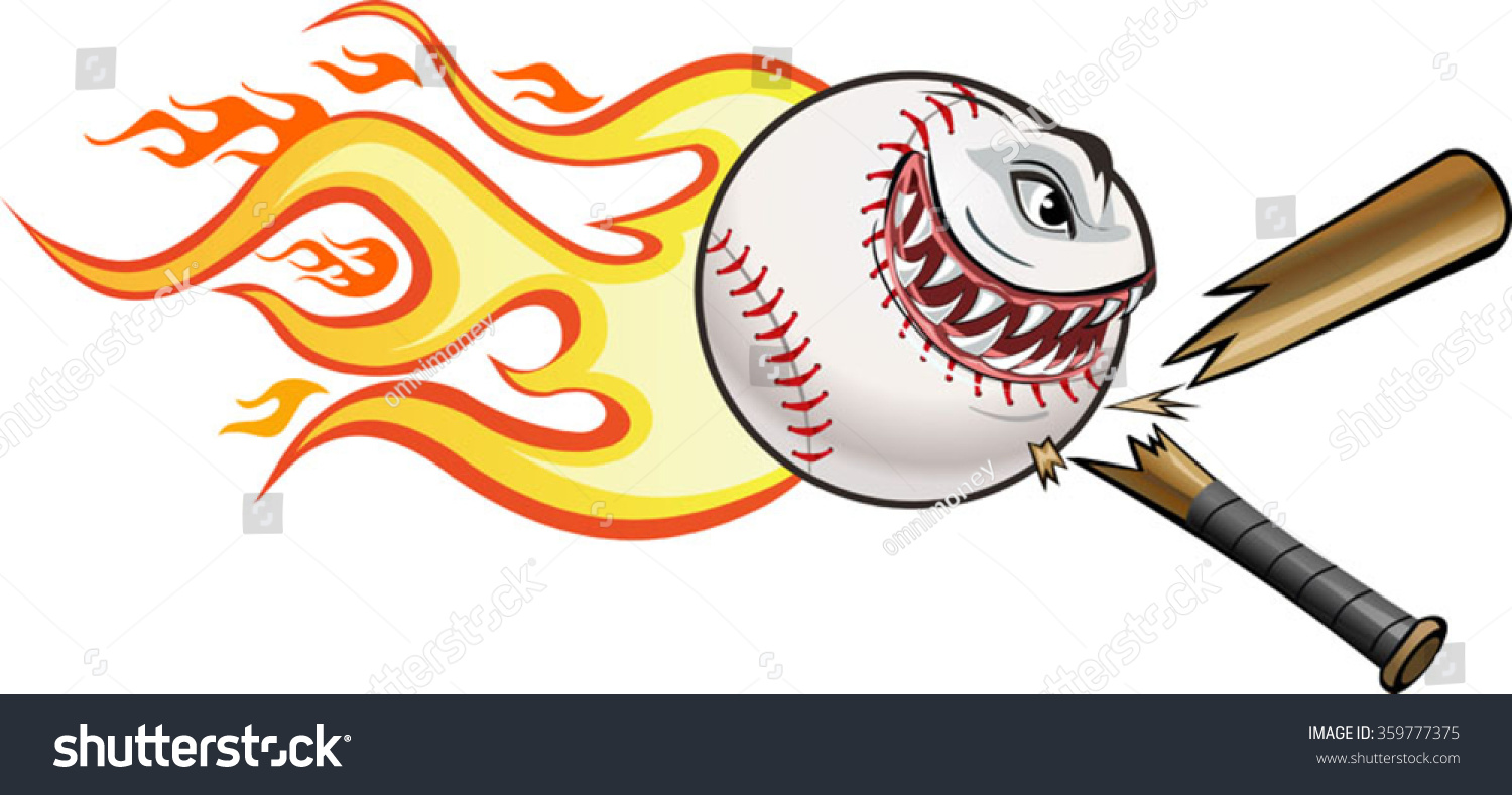 Angry Flaming Screaming Baseball Cresh Bat Stock Vector (Royalty Free ...