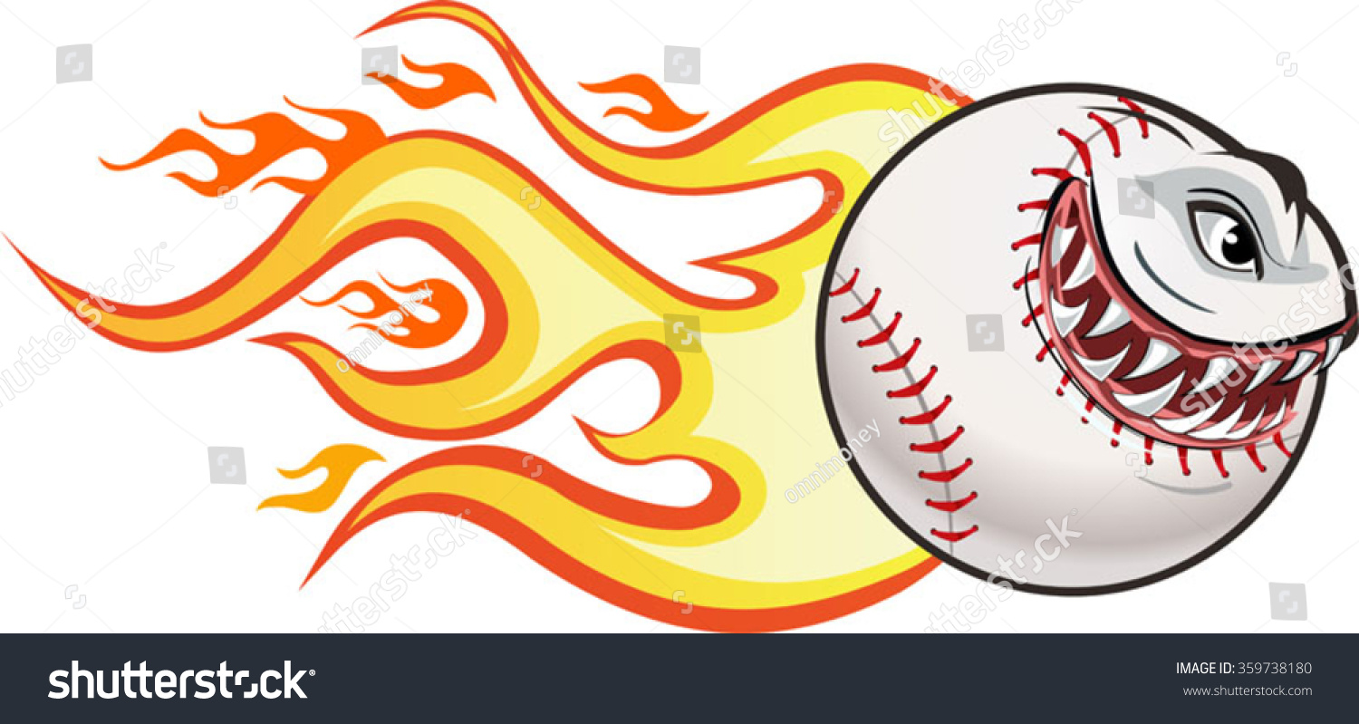 Stock vektor „Angry Flaming Screaming Baseball Vector Drawing“ (bez ...