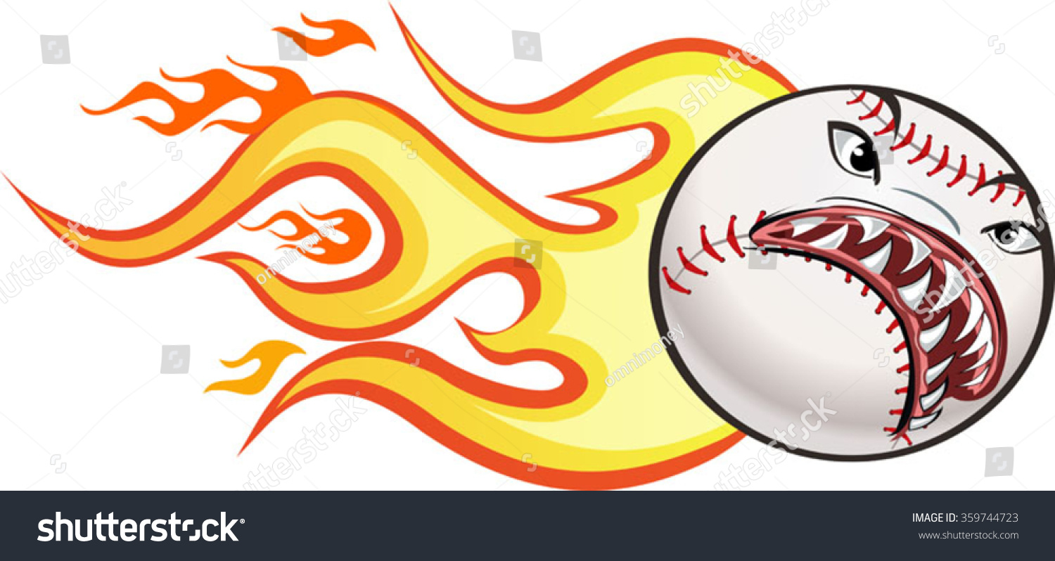 Angry Flaming Screaming Baseball Vector Drawing Stock Vector (Royalty ...