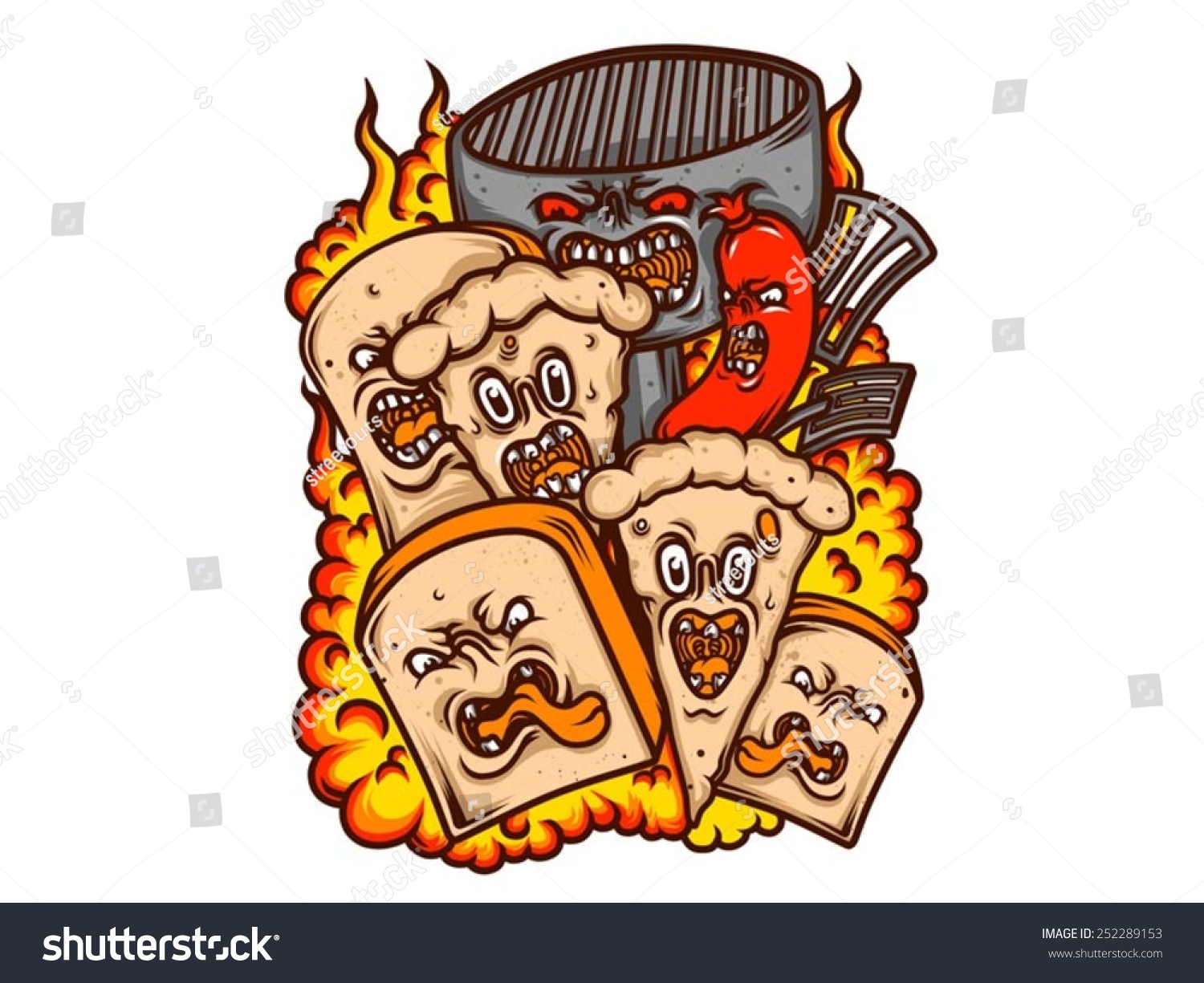 Angry Food Stock Vector (Royalty Free) 252289153