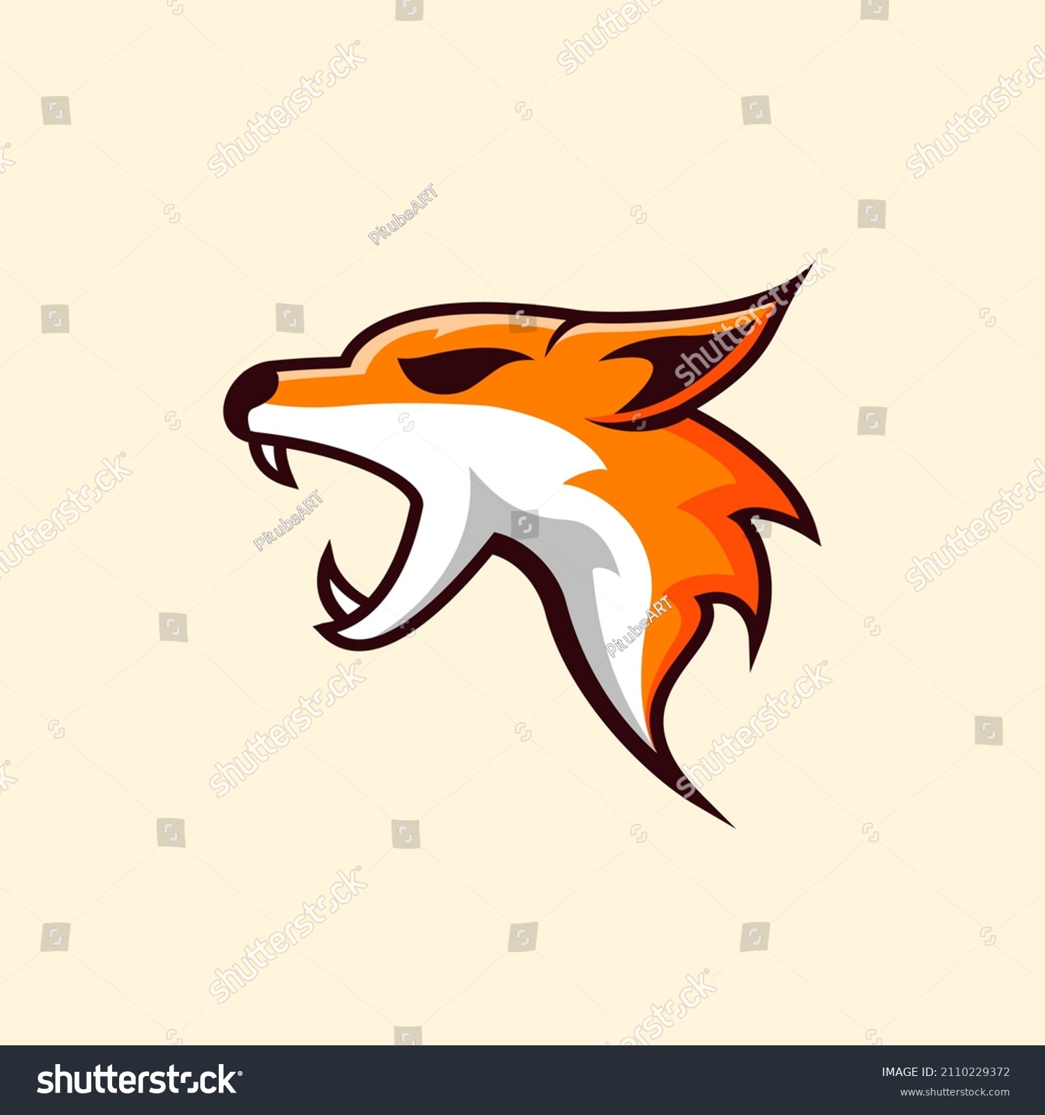 Angry Fox Head Logo Vector Illustration Stock Vector (Royalty Free ...