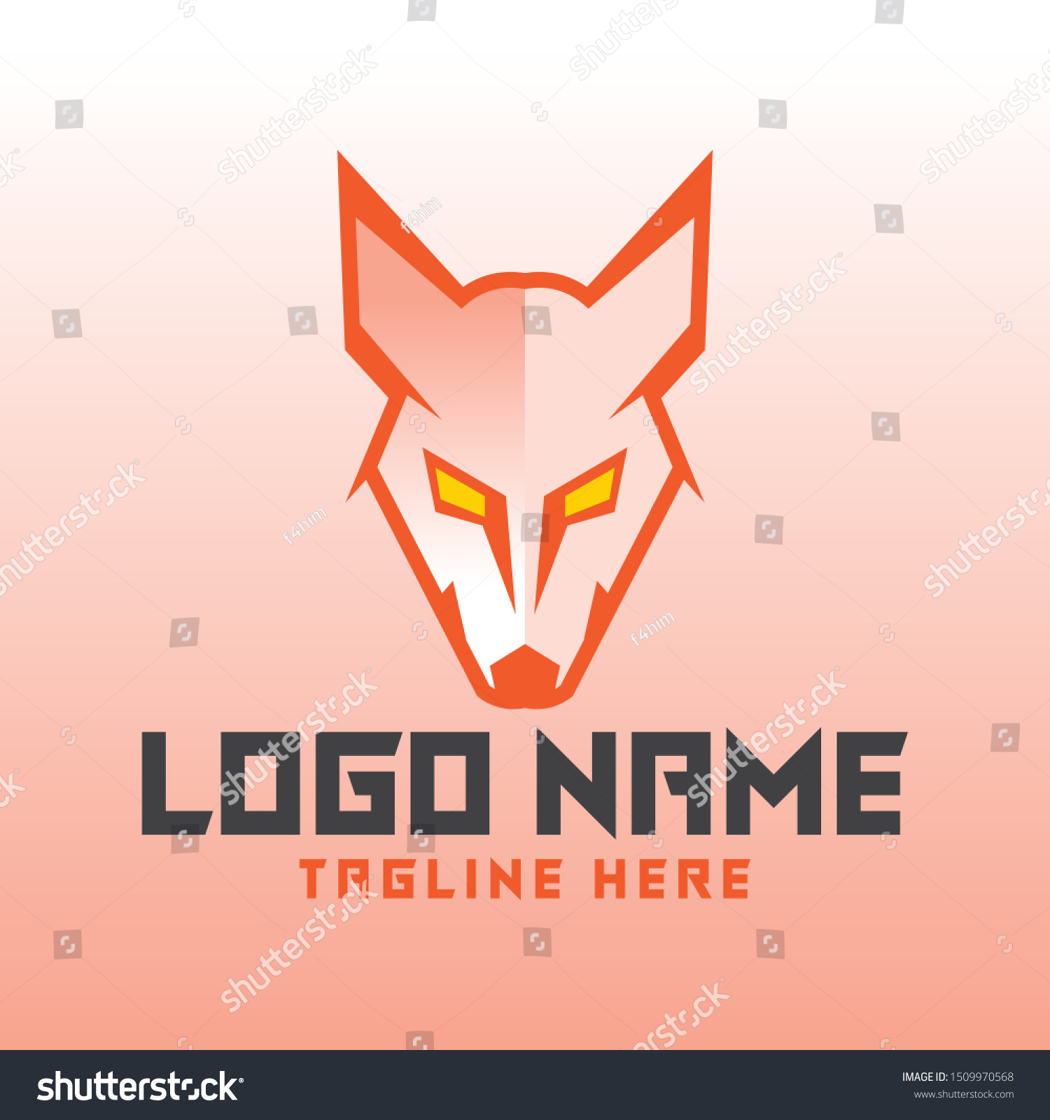 Angry Fox Logo Design Template Stock Vector (Royalty Free) 1509970568