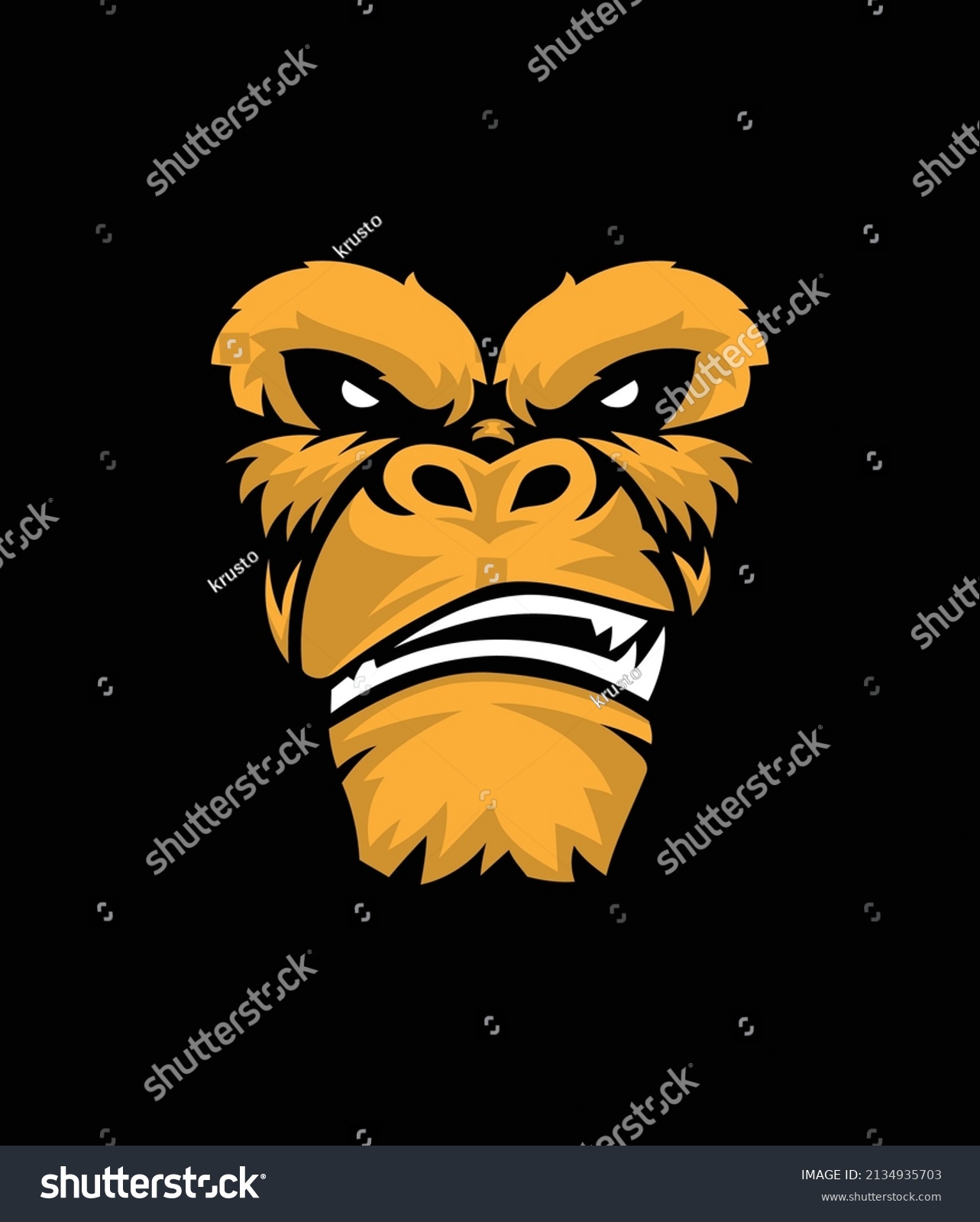 Angry Gorilla Head Vector Illustration Stock Vector (Royalty Free ...