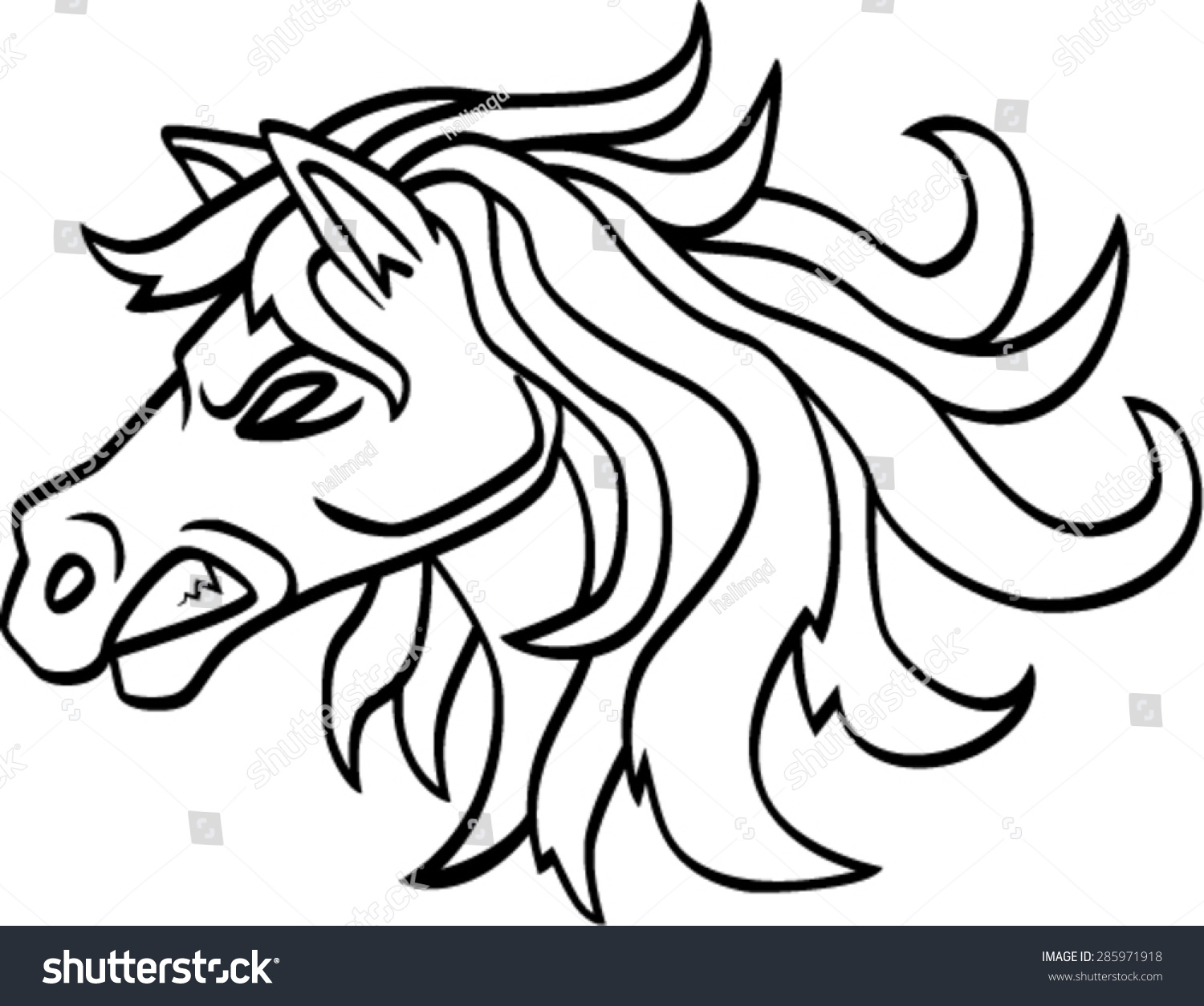 Angry Horse Head Vector Illustration: vector de stock (libre de ...