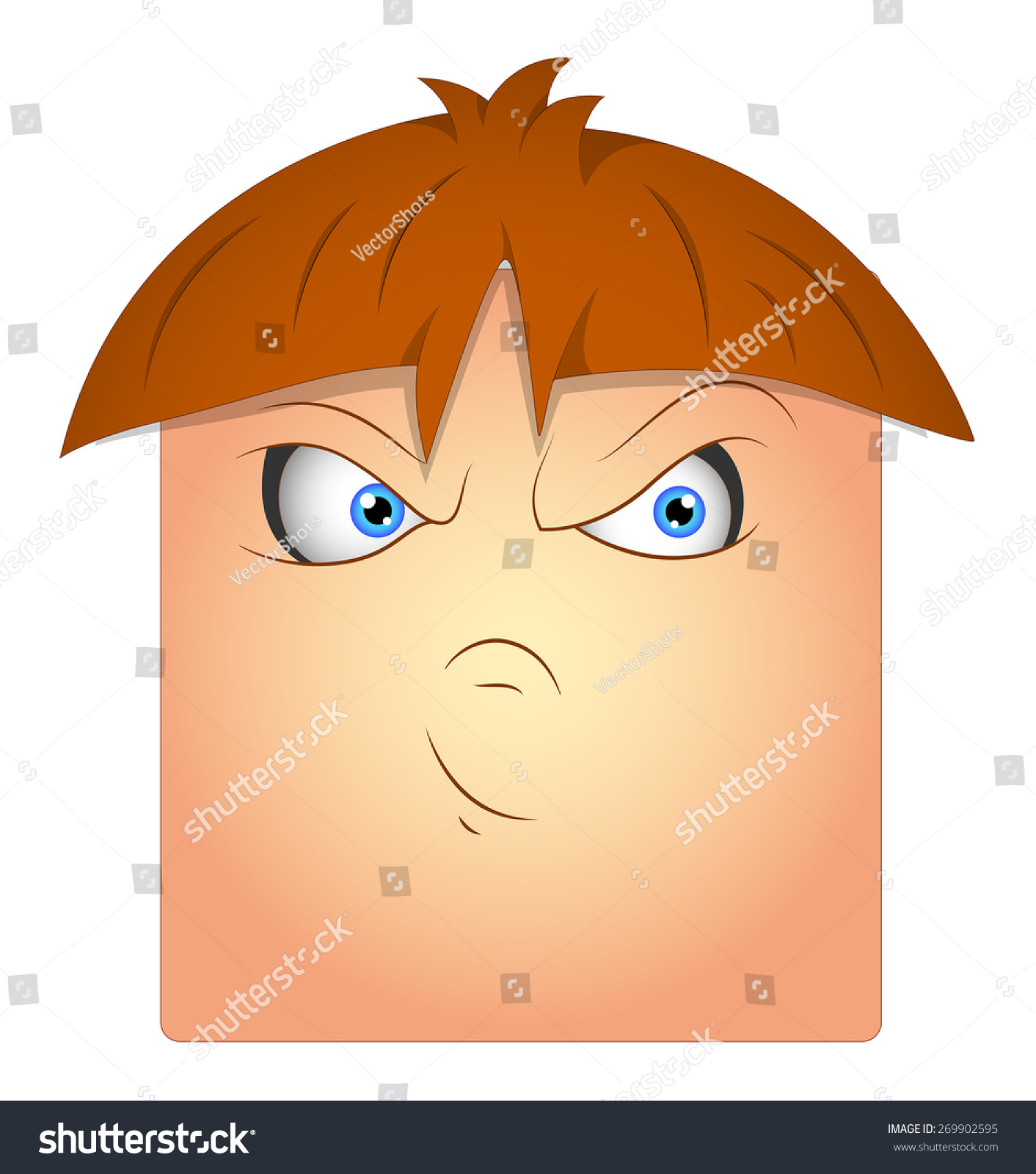 Angry Kid Boy Smiley Face Stock Vector (Royalty Free) 269902595