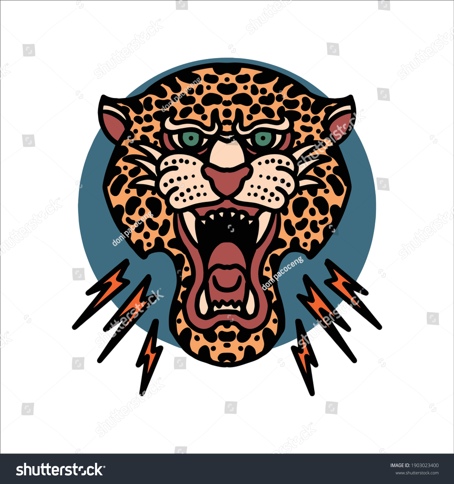 Angry Leopard Tattoo Vector Design Stock Vector (Royalty Free) 1903023400