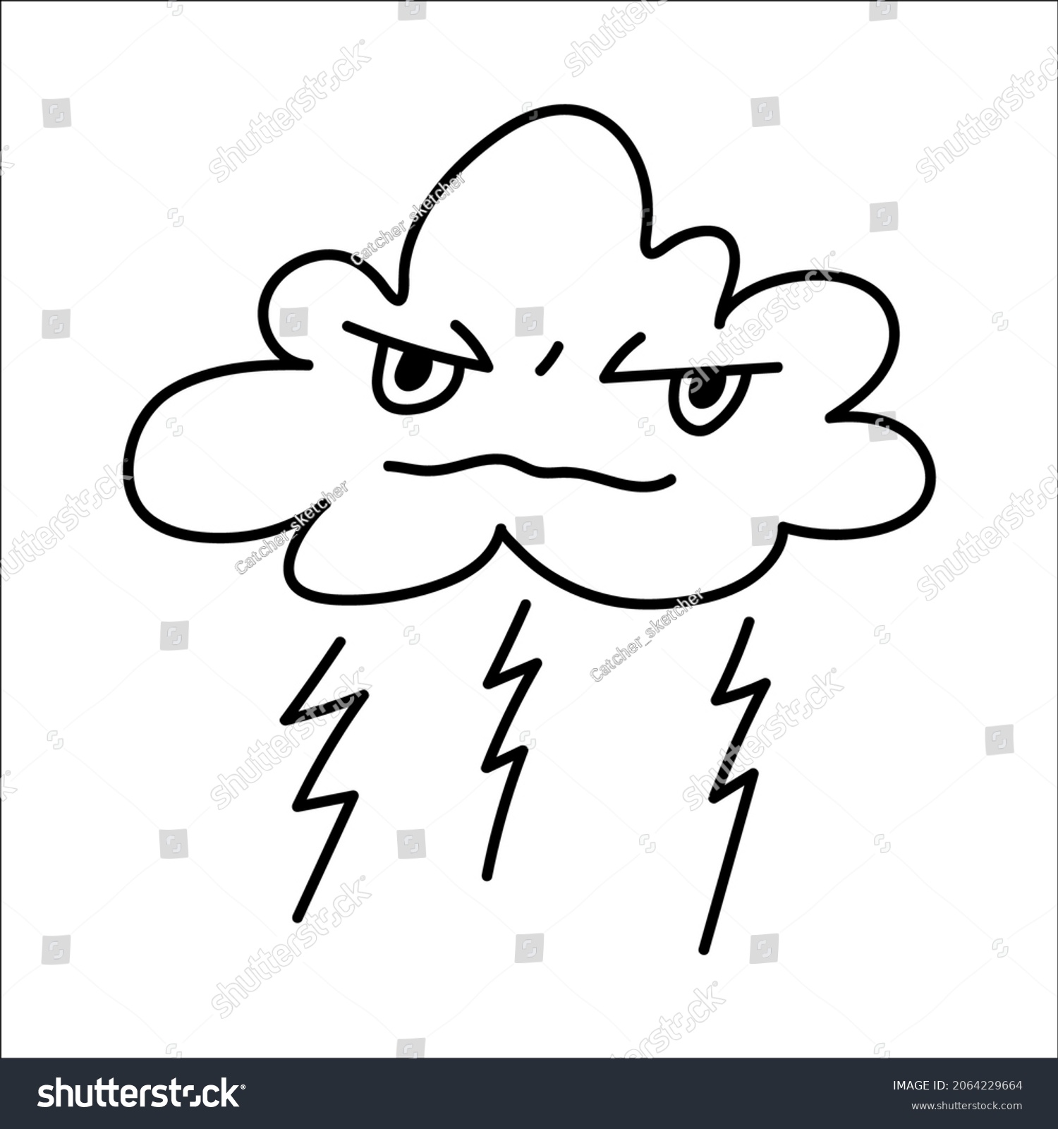 Angry Lightning Cloud Doodle Vector Illustration Stock Vector (Royalty ...