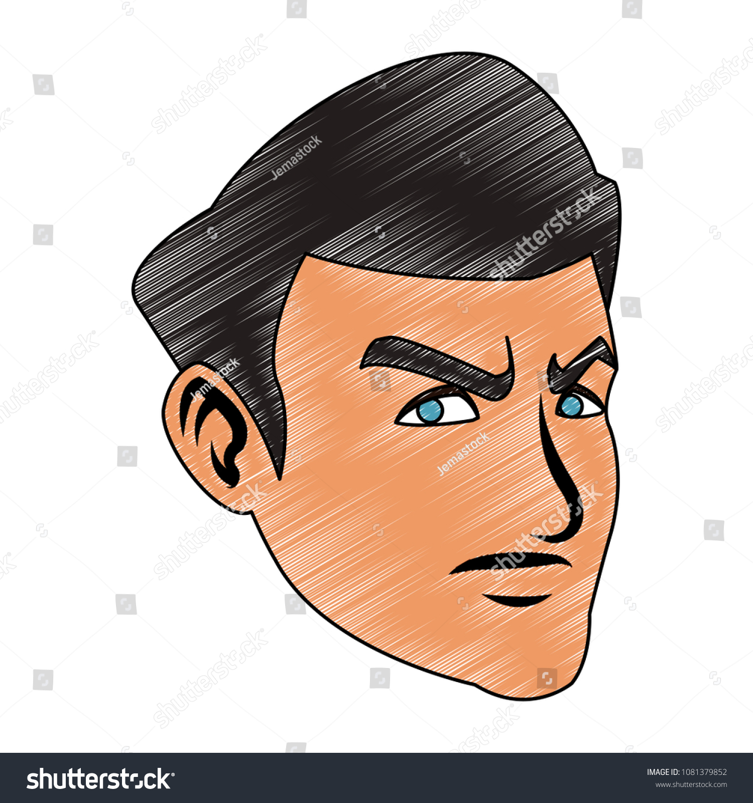 Angry Man Face Cartoon Scribble: เวกเตอร์สต็อก (ปลอดค่าลิขสิทธิ์ ...