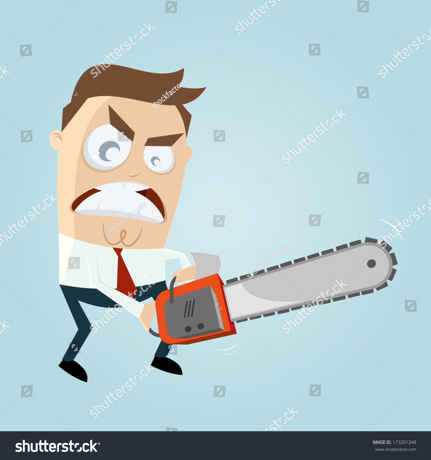 Angry Man Chainsaw Stock Vector (Royalty Free) 173201348