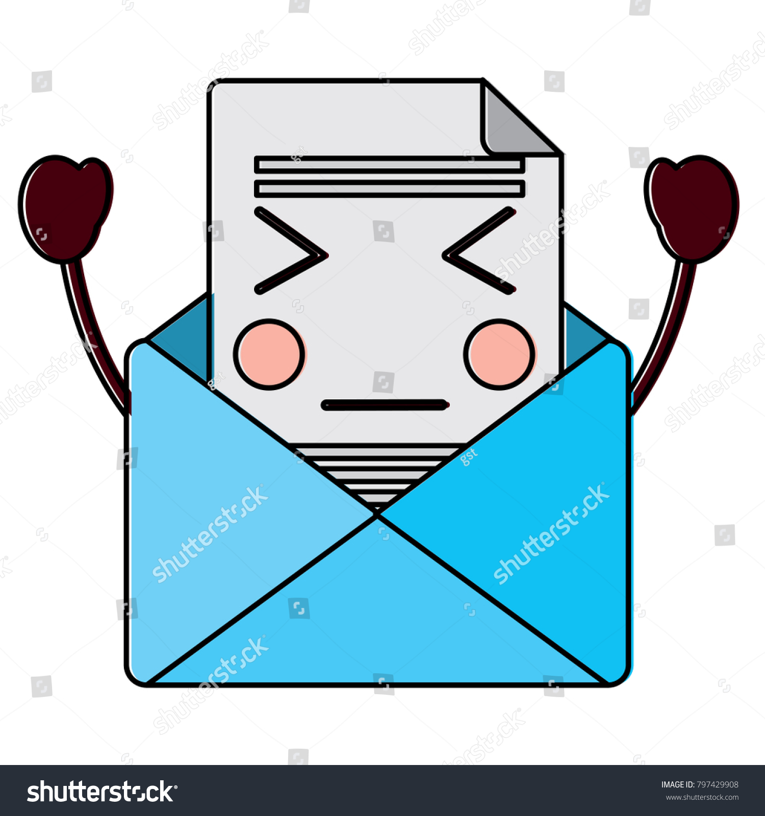 Angry Message Envelope Kawaii Icon Image Stock Vector (Royalty Free ...