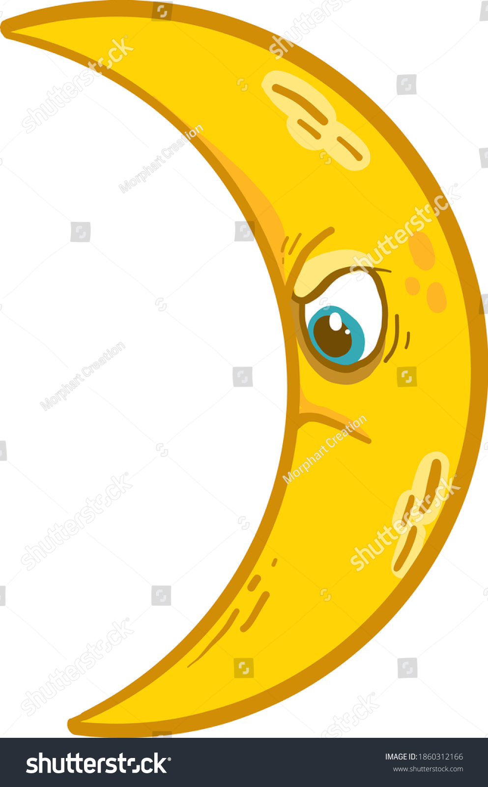 Angry Moon Illustration Vector On White Stock Vector (Royalty Free ...