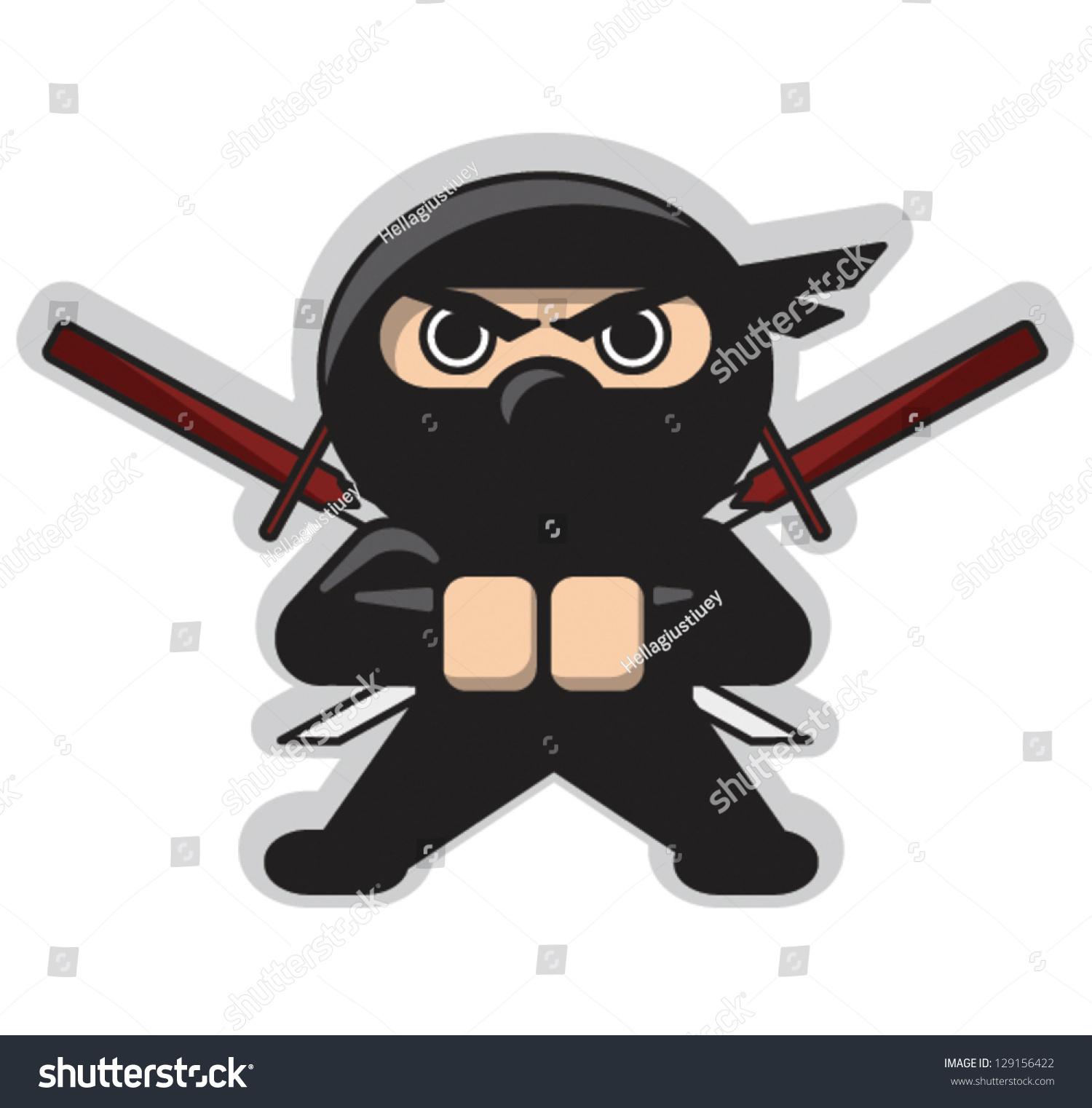 Angry Ninja Two Swords Stock Vector (Royalty Free) 129156422 | Shutterstock
