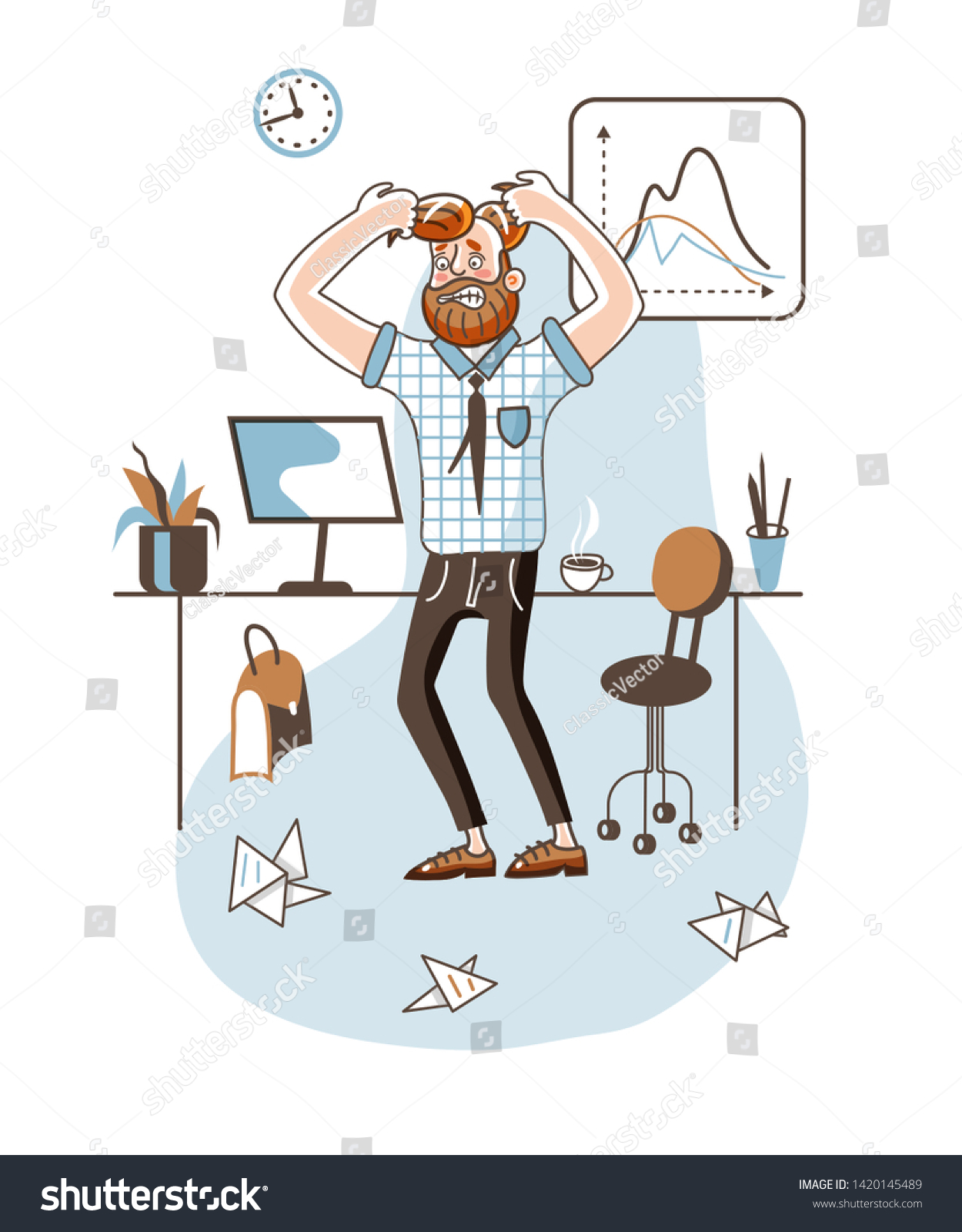 Angry Office Worker Flat Vector Illustration Stock Vector (Royalty Free ...
