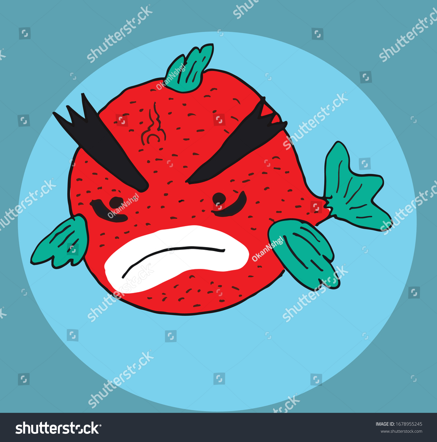 Angry Red Fish Vector Cartoon Stock Vector (Royalty Free) 1678955245