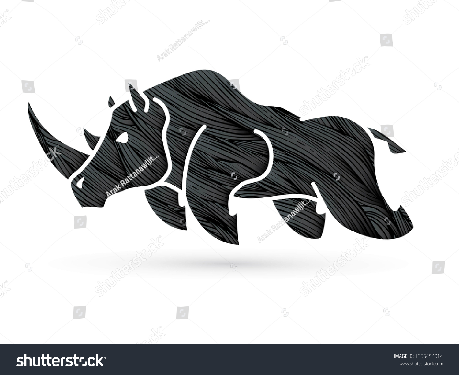 Angry Rhino Attack Graphic Vector Stock Vector (Royalty Free) 1355454014
