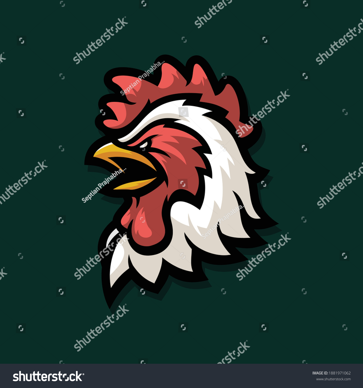 Angry Rooster Vector Mascot Logo Stock Vector (Royalty Free) 1881971062