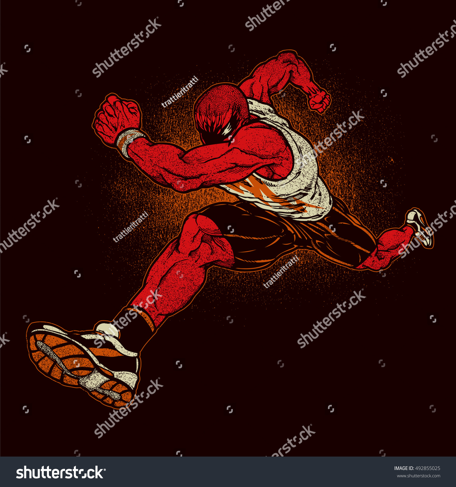 Angry Running Athlete Stock Vector (Royalty Free) 492855025