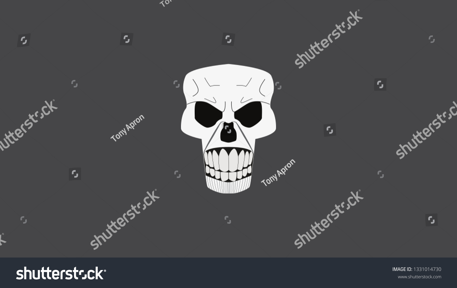 Angry Skull Grey Background Stock Vector (Royalty Free) 1331014730