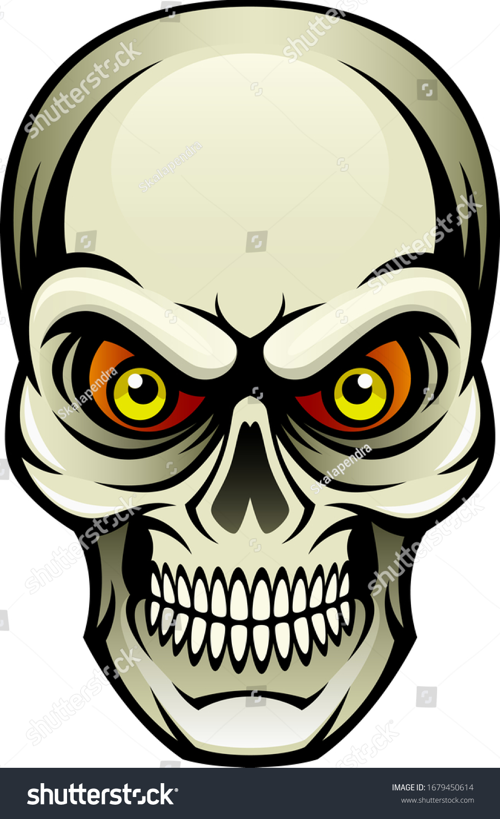 Calavera enojada sobre fondo blanco: vector de stock (libre de regalías ...
