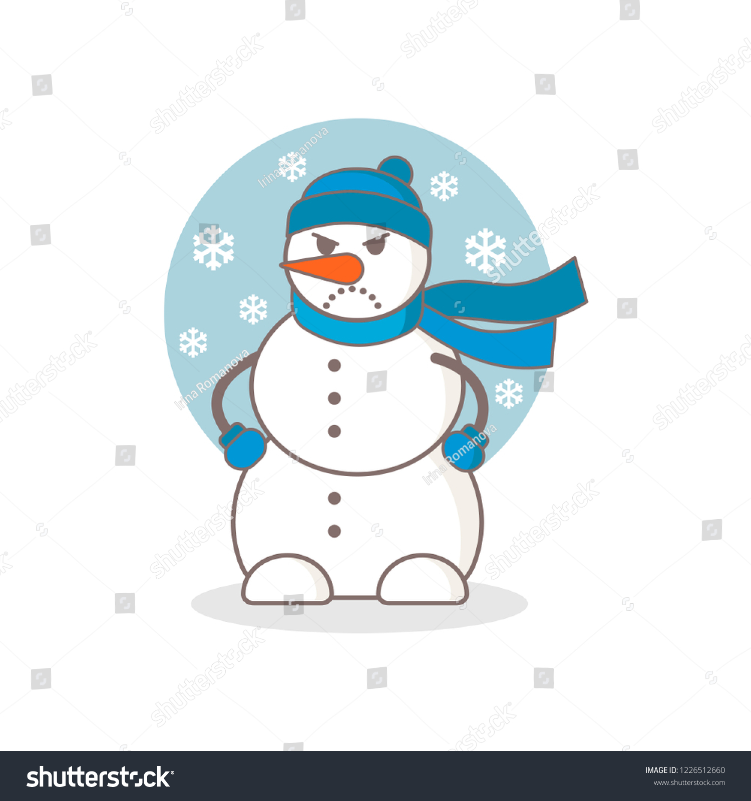 Angry Snowman Vector Illustration Stock Vector (Royalty Free) 1226512660