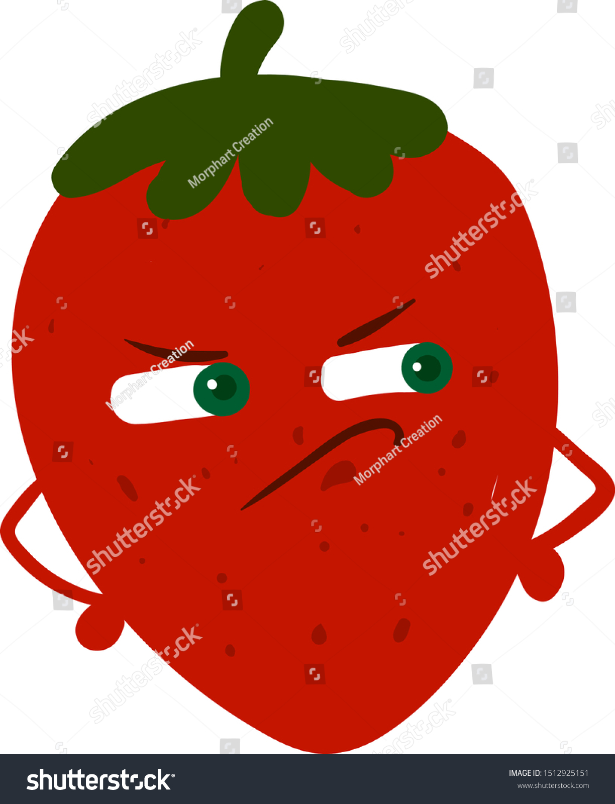 Angry Strawberry Illustration Vector On White Stock Vector (Royalty ...