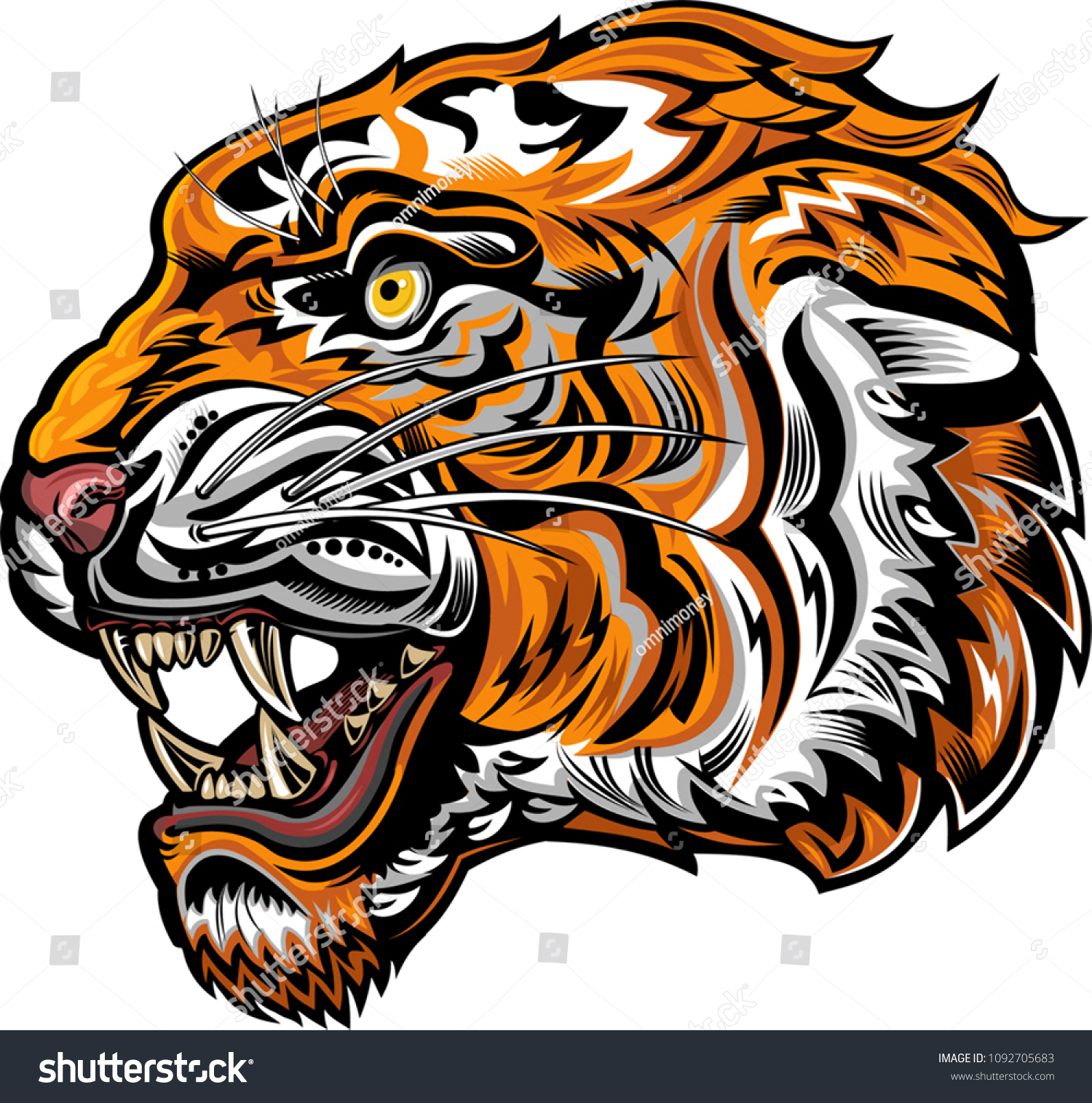 Angry Tiger Face Stock Vector (Royalty Free) 1092705683