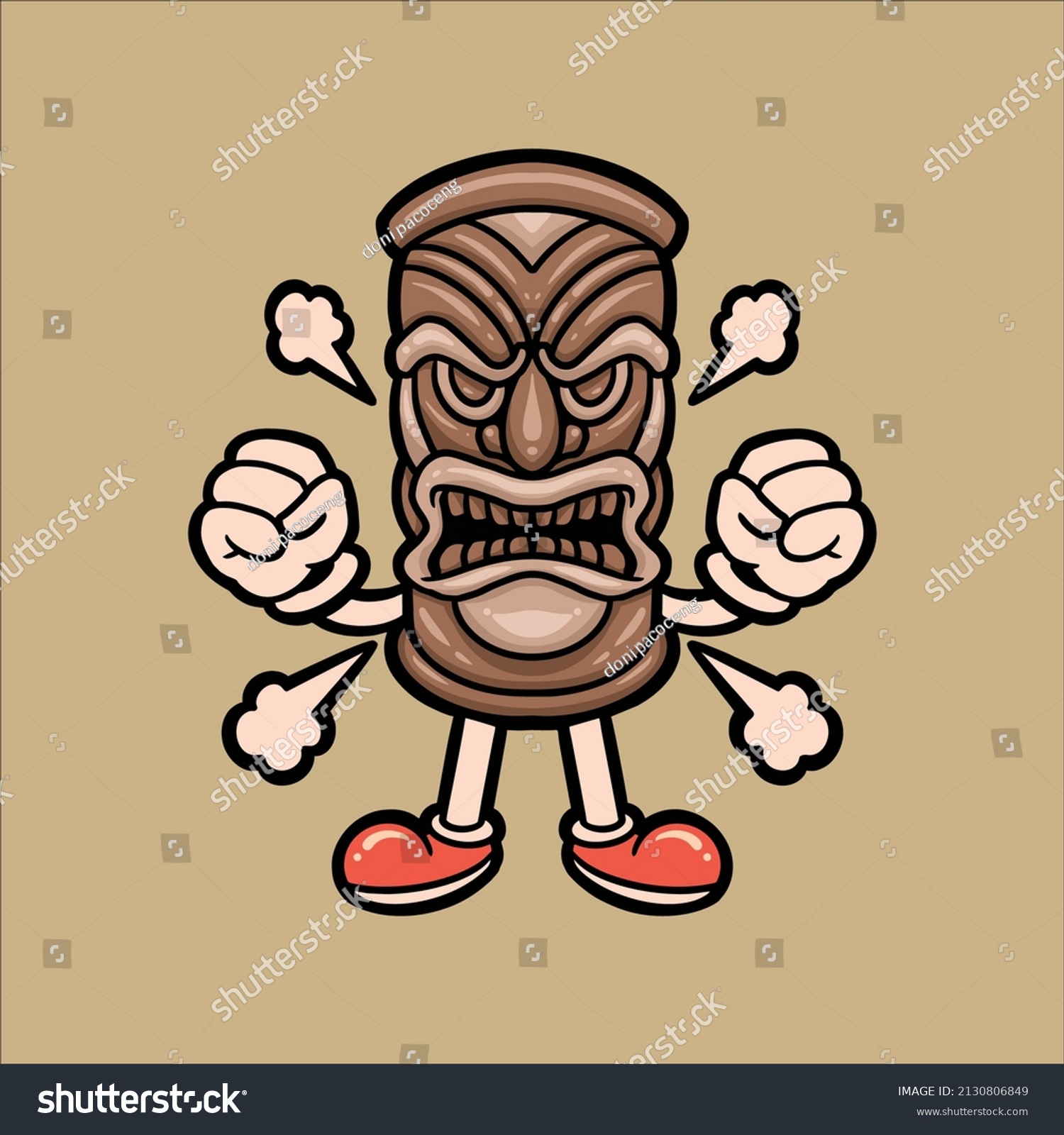 Angry Tiki Cartoon Vector Design Stock Vector (Royalty Free) 2130806849 ...